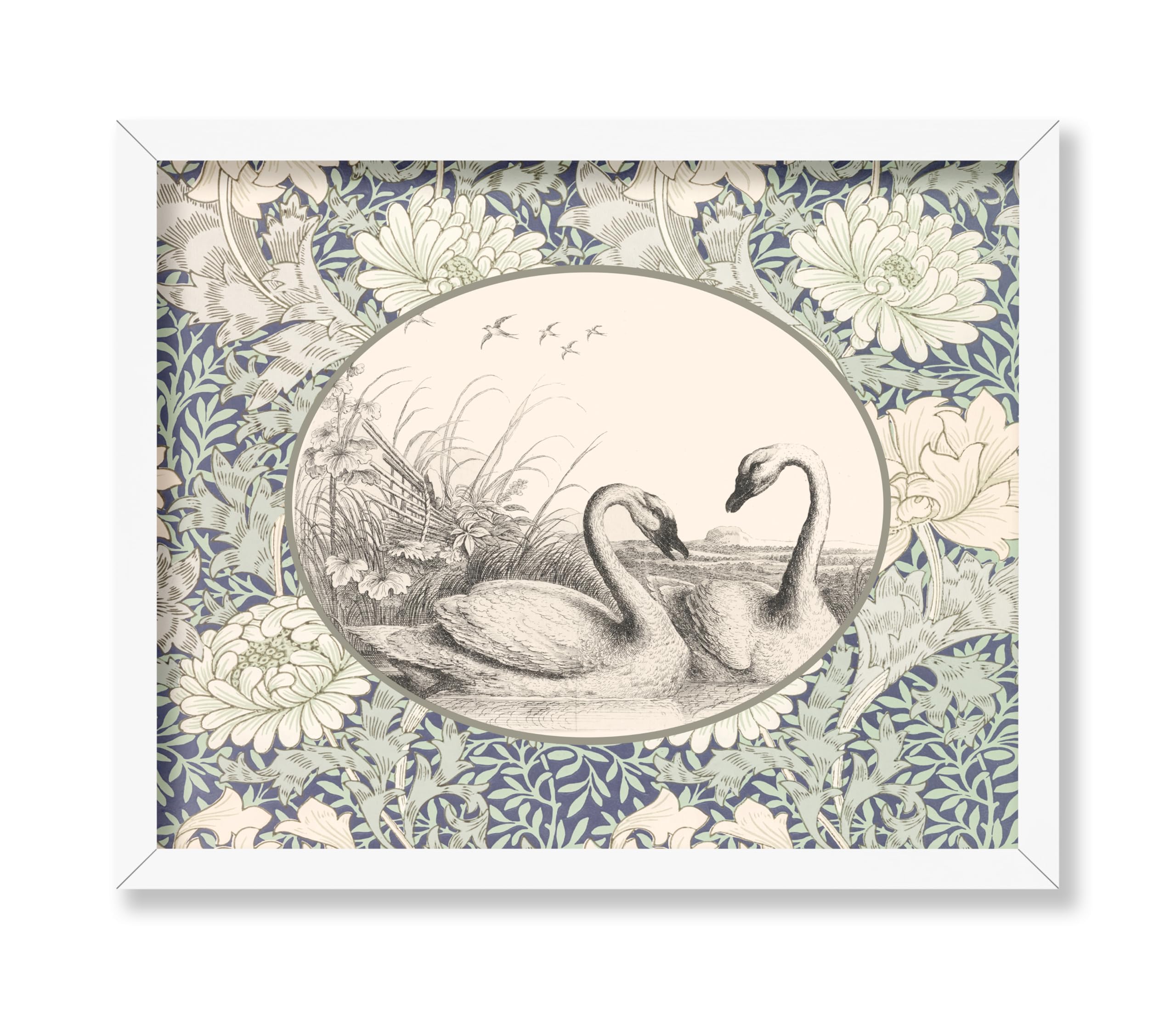 Poster Master Vintage Swan Couple Poster - Retro Swan Print - Valentine's Day Art - Floral Art ...