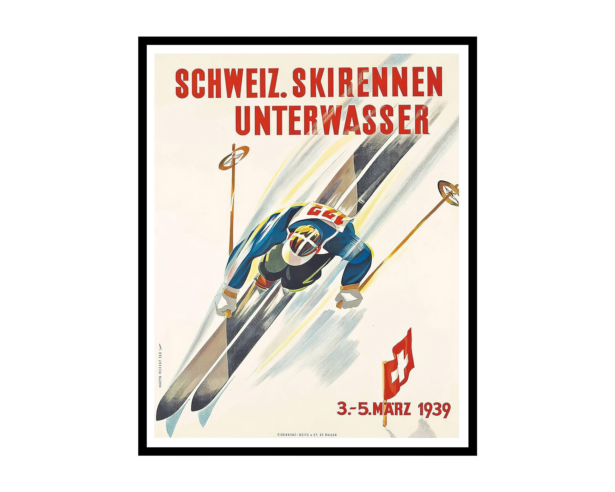 Poster Master Vintage Switzerland Ski Race Poster - Retro Unterwasser ...