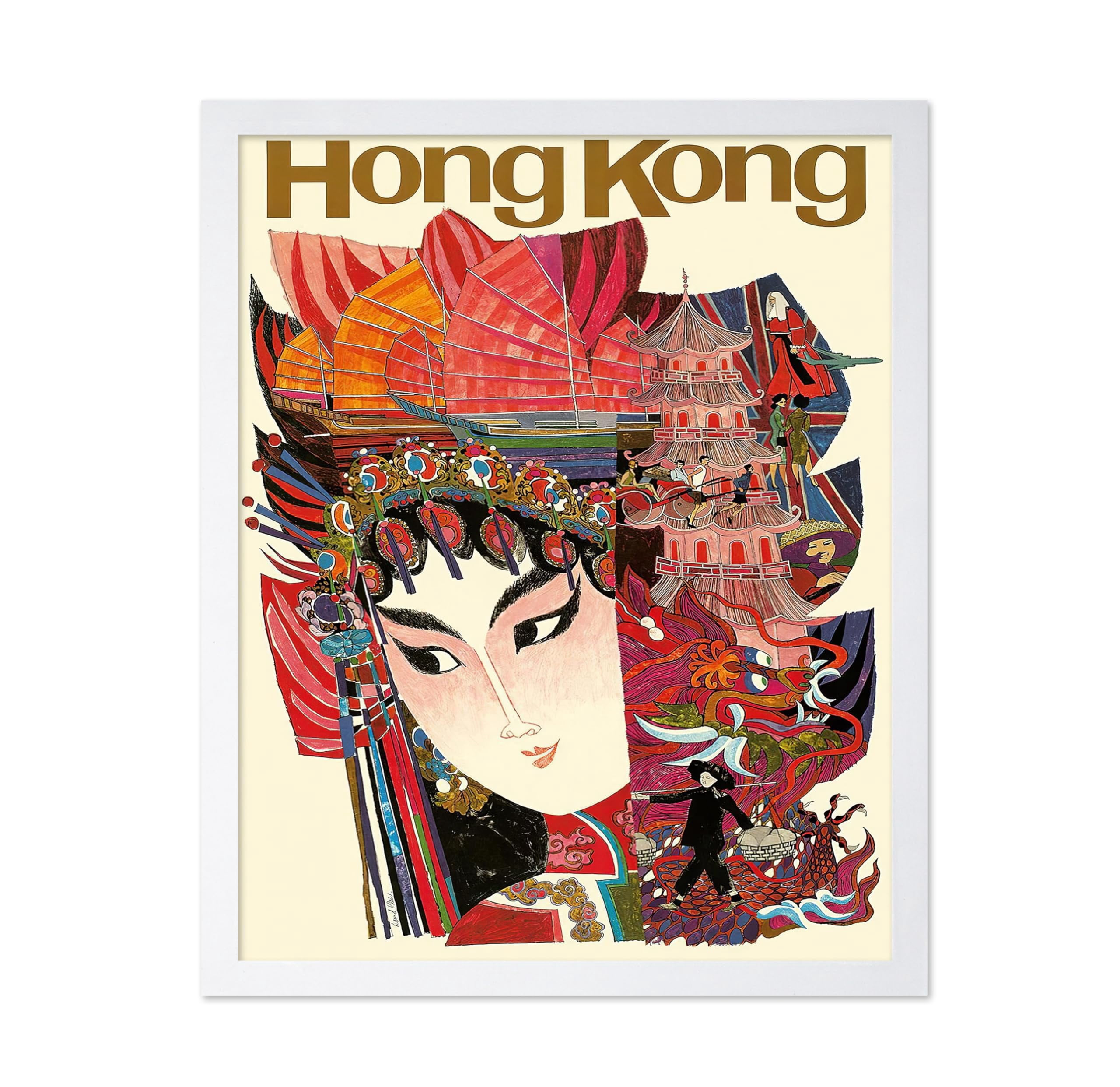 Poster Master Vintage Travel Poster - Retro Hong Kong Print - Geisha ...