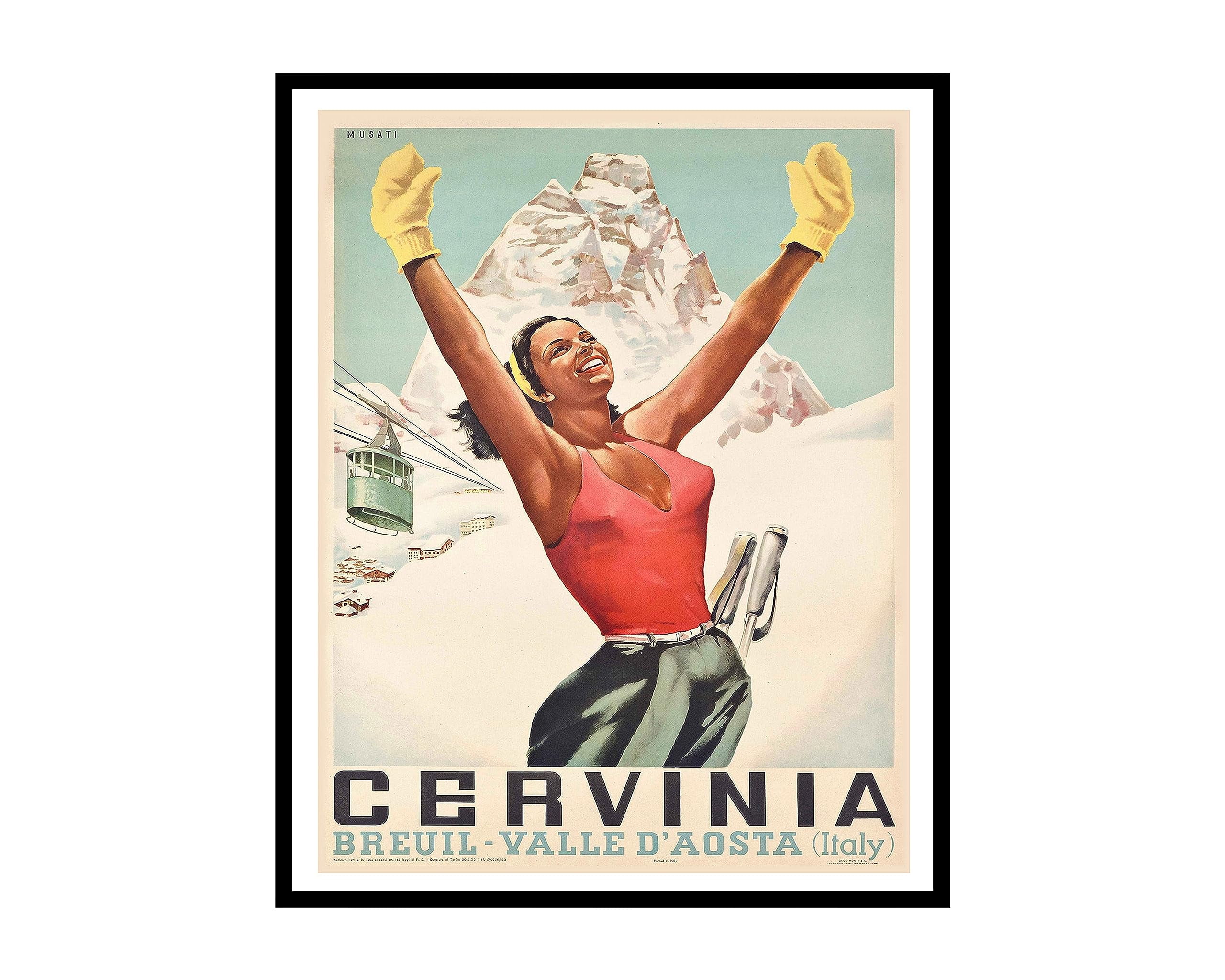Poster Master Vintage Travel Poster - Retro Breuil Cervinia Print - Aosta Valley Italy Art - Ski ...