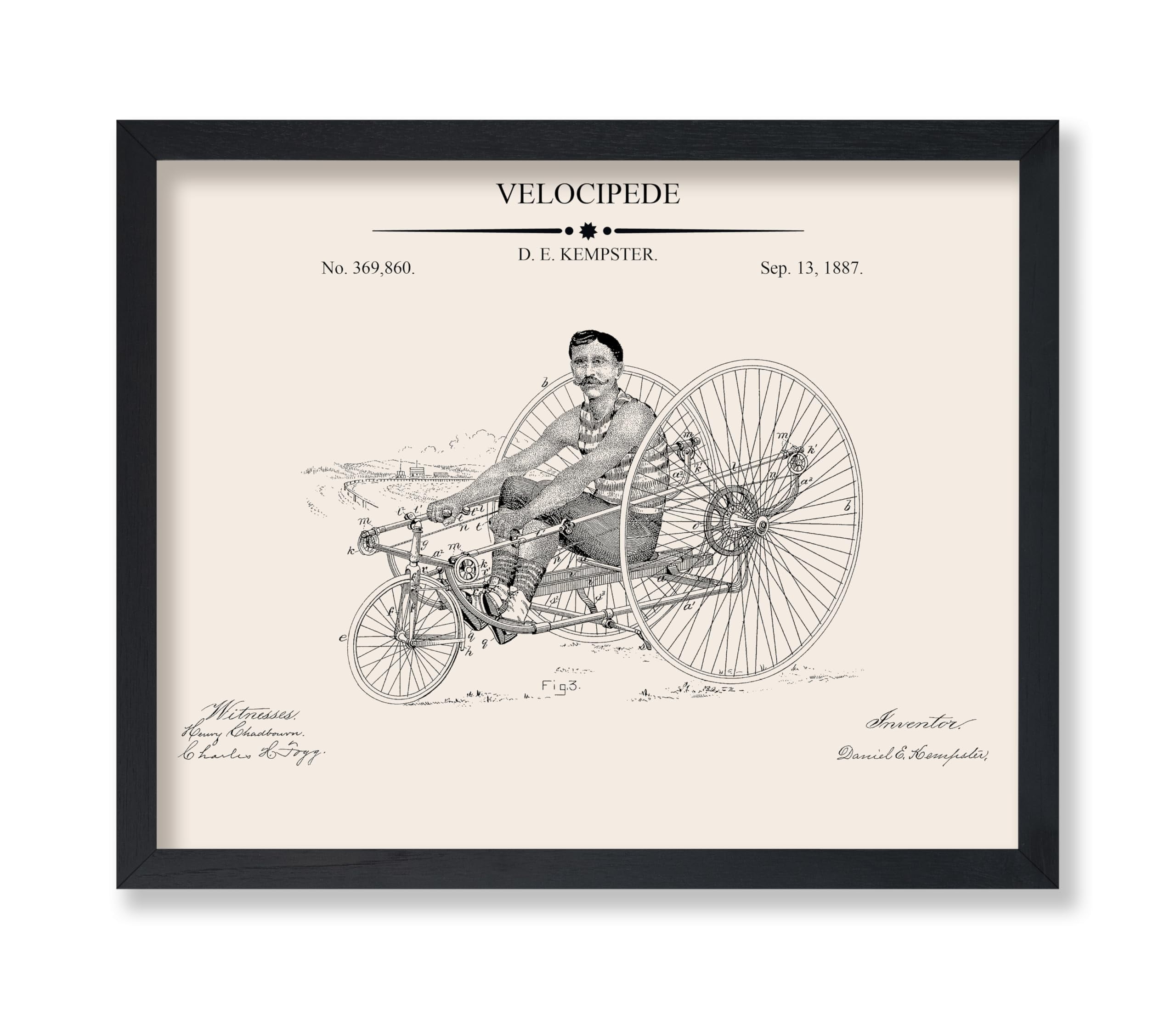 Poster Master Vintage Velocipede Blueprint Poster - Bicycle Patent ...