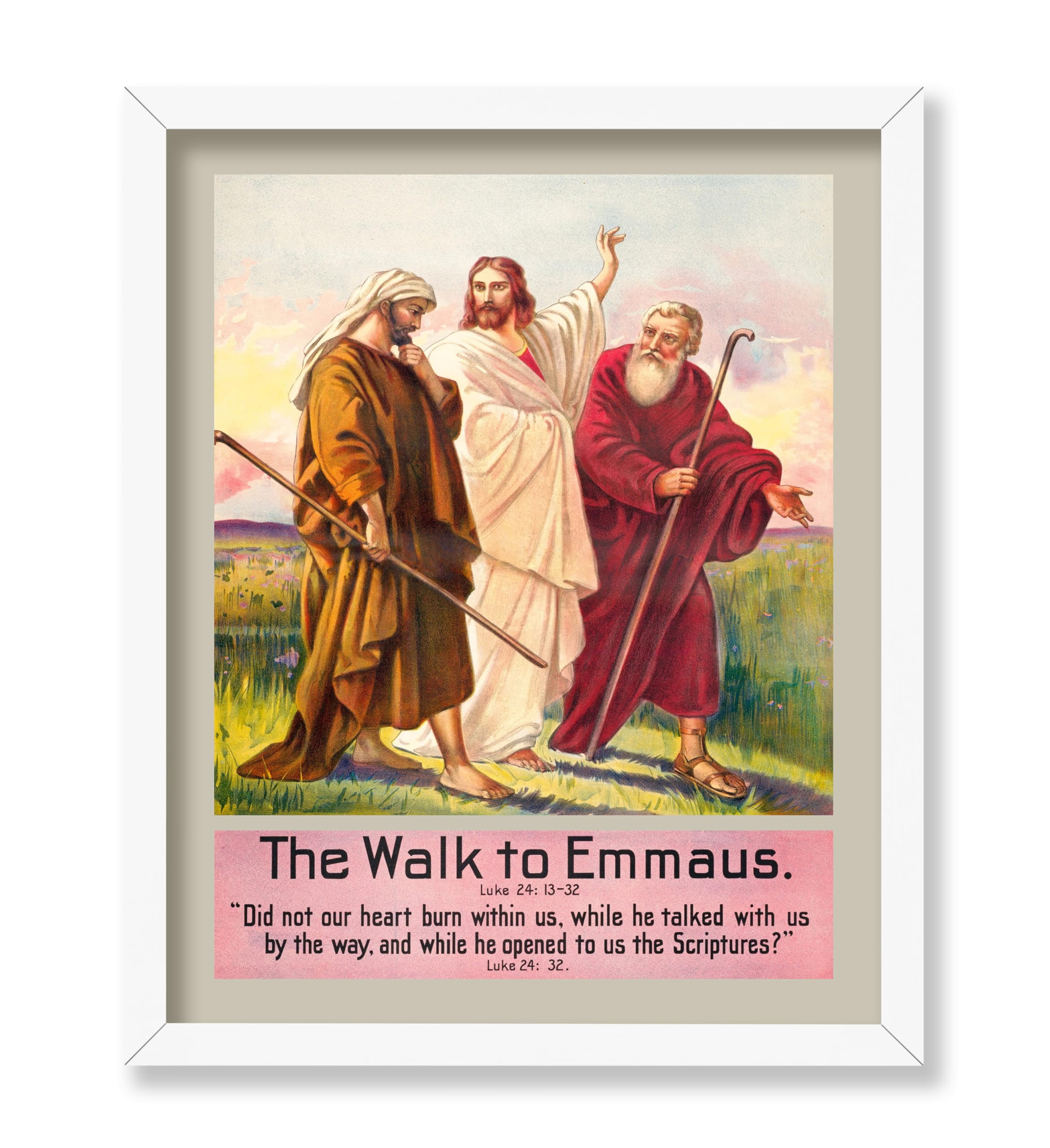 Poster Master Vintage The Walk To Emmaus Poster - Retro Jesus Christ Print - Bible Art - Gospel ...