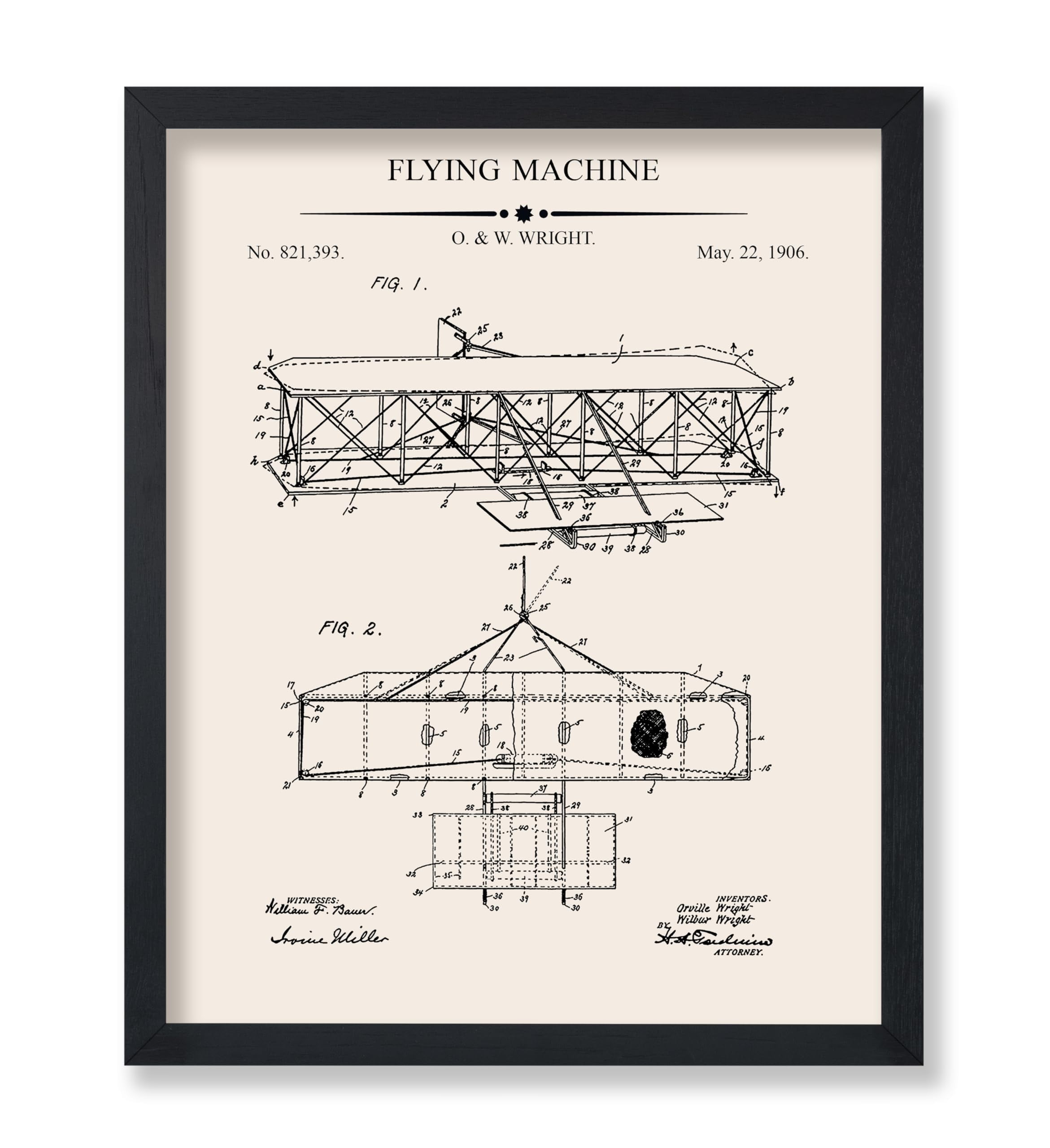 Poster Master Vintage Wright Brothers Blueprint Poster - Flying Machine ...