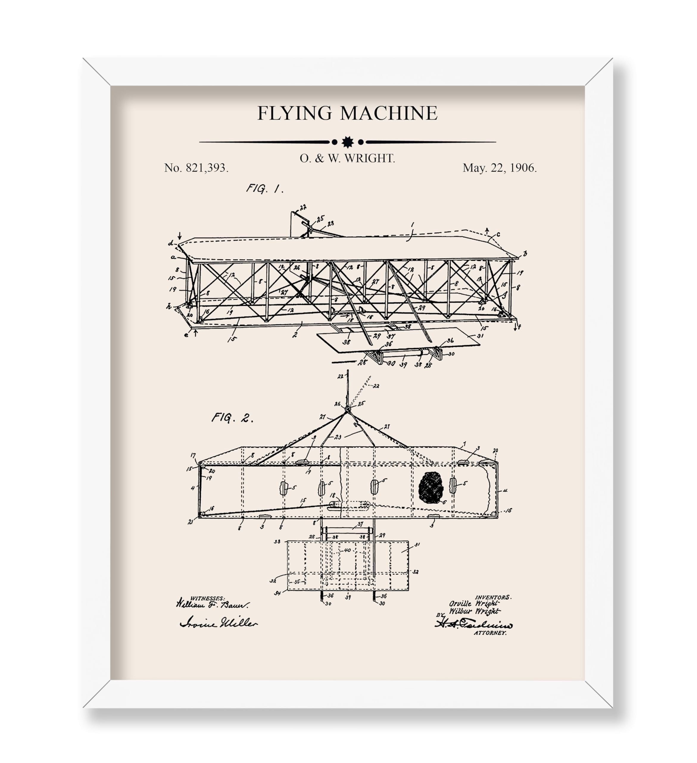 Poster Master Vintage Wright Brothers Blueprint Poster - Flying Machine ...