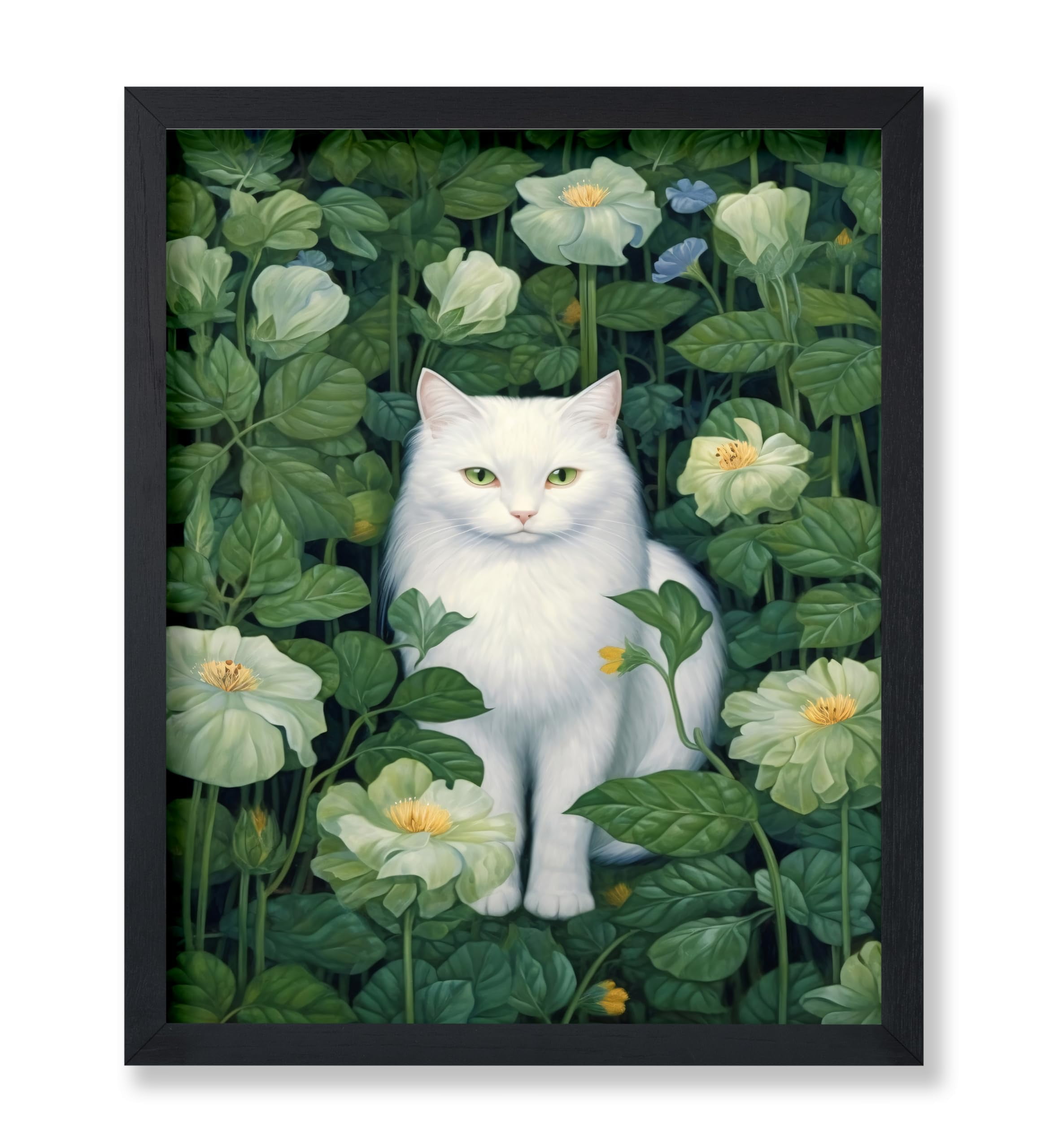 Poster Master White Cat Poster - Flower Print - Trendy Art - Modern Art ...