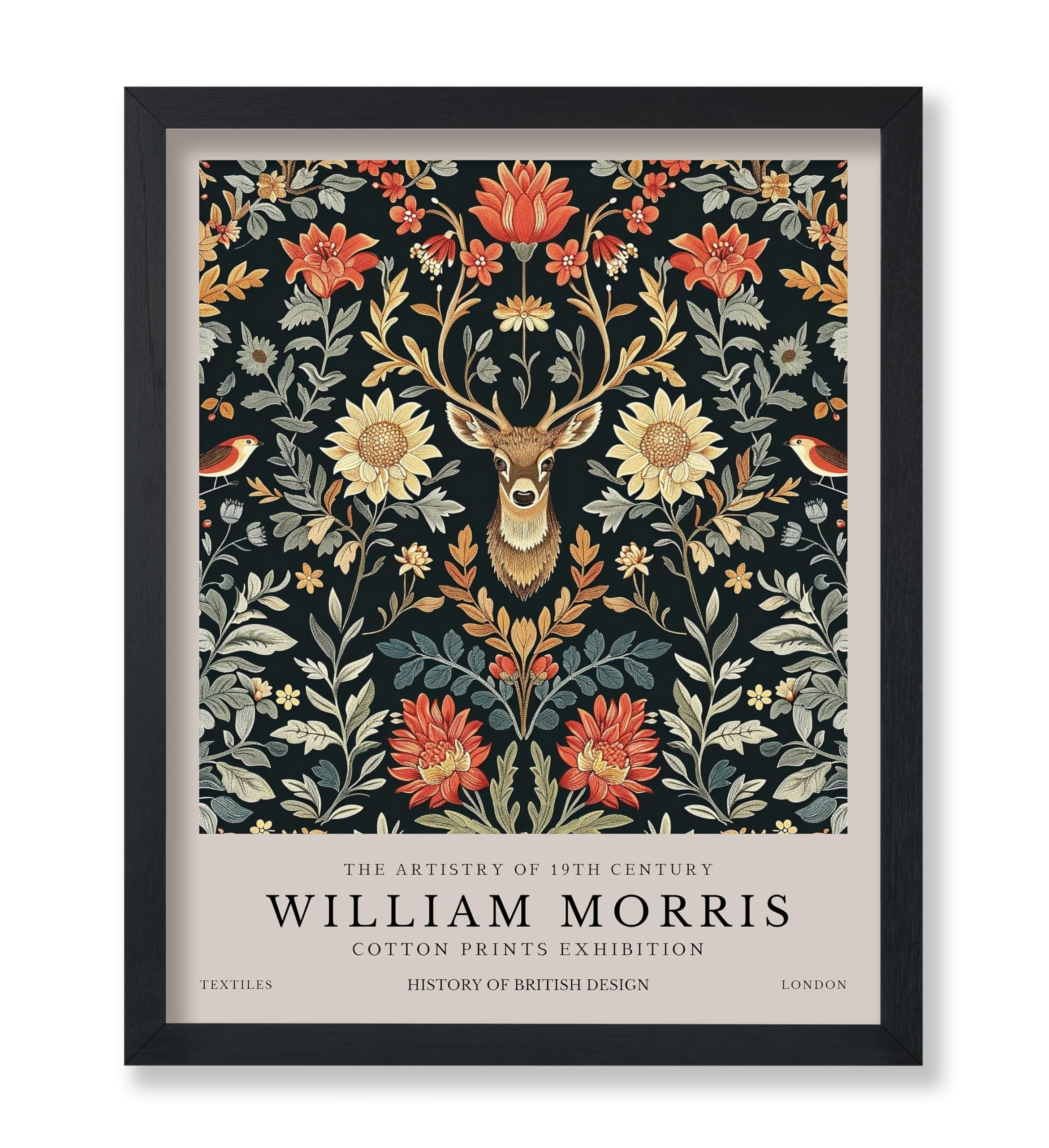 Poster Master William Morris Poster - Reindeer and Flowers Print - Deer Art - Botanical Art ...