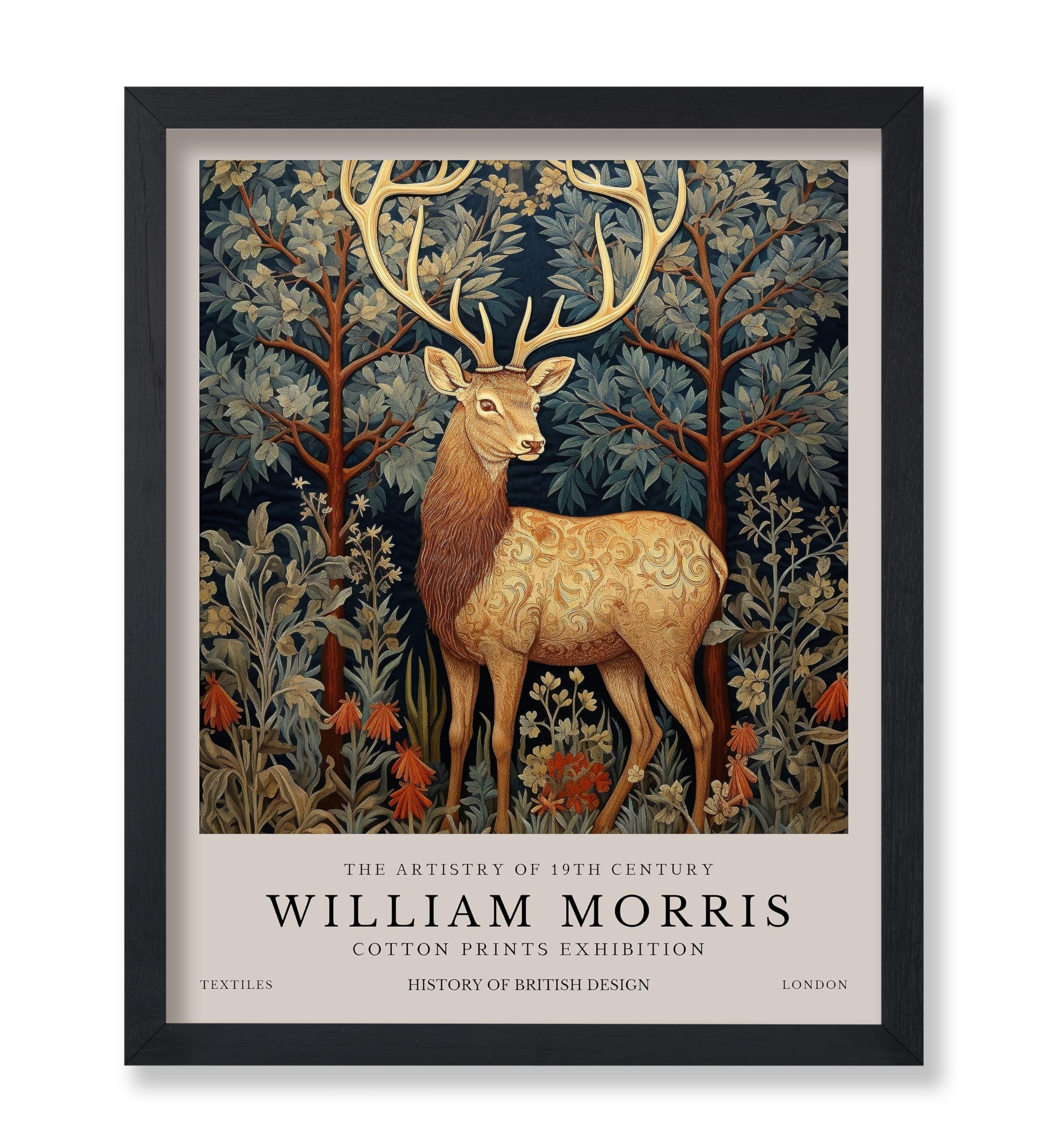 Poster Master William Morris Poster - Reindeer in the Forest Print - Deer Art - Botanical Art ...