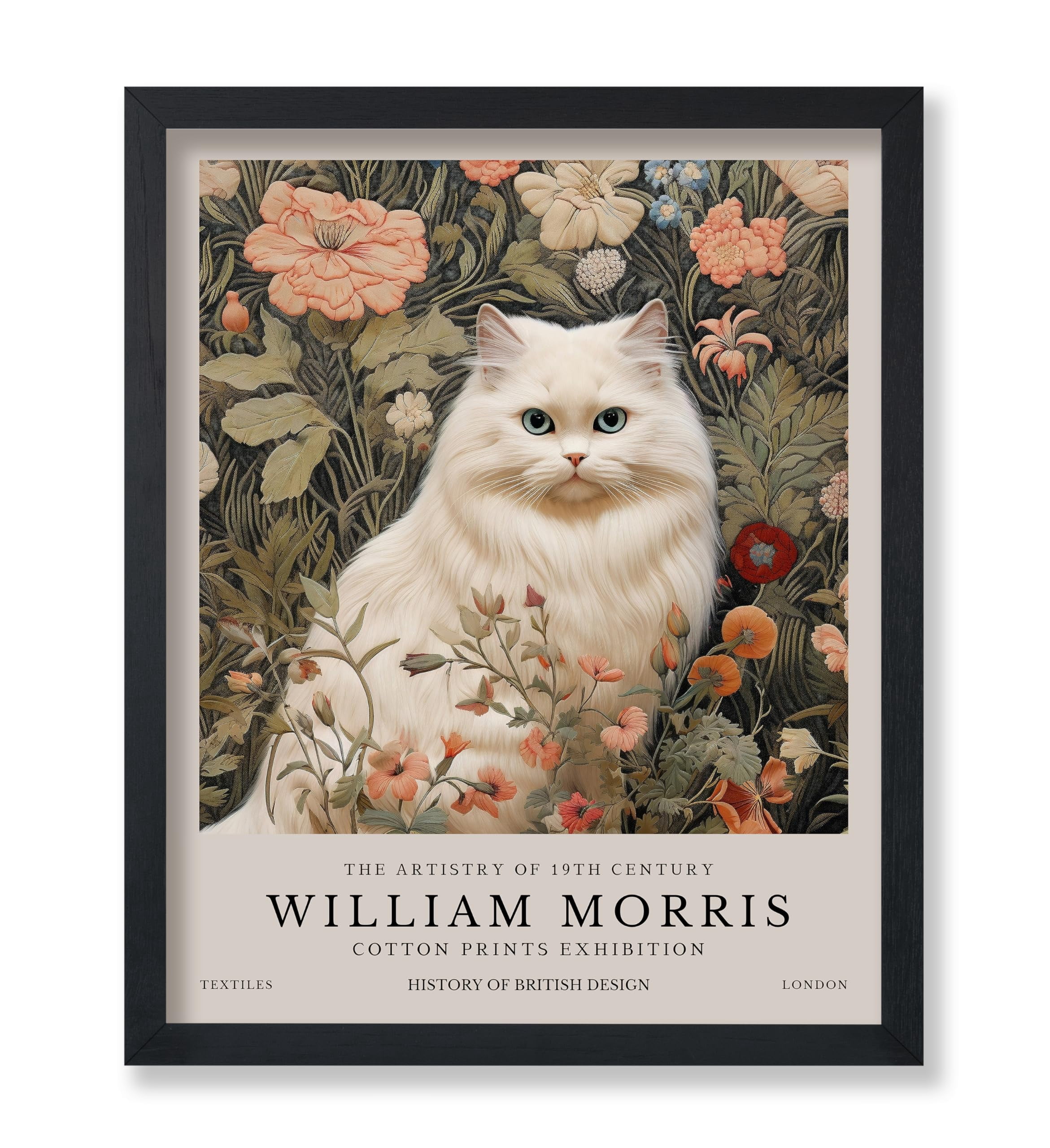 Poster Master William Morris Poster - White Cat Print - Flower Art ...