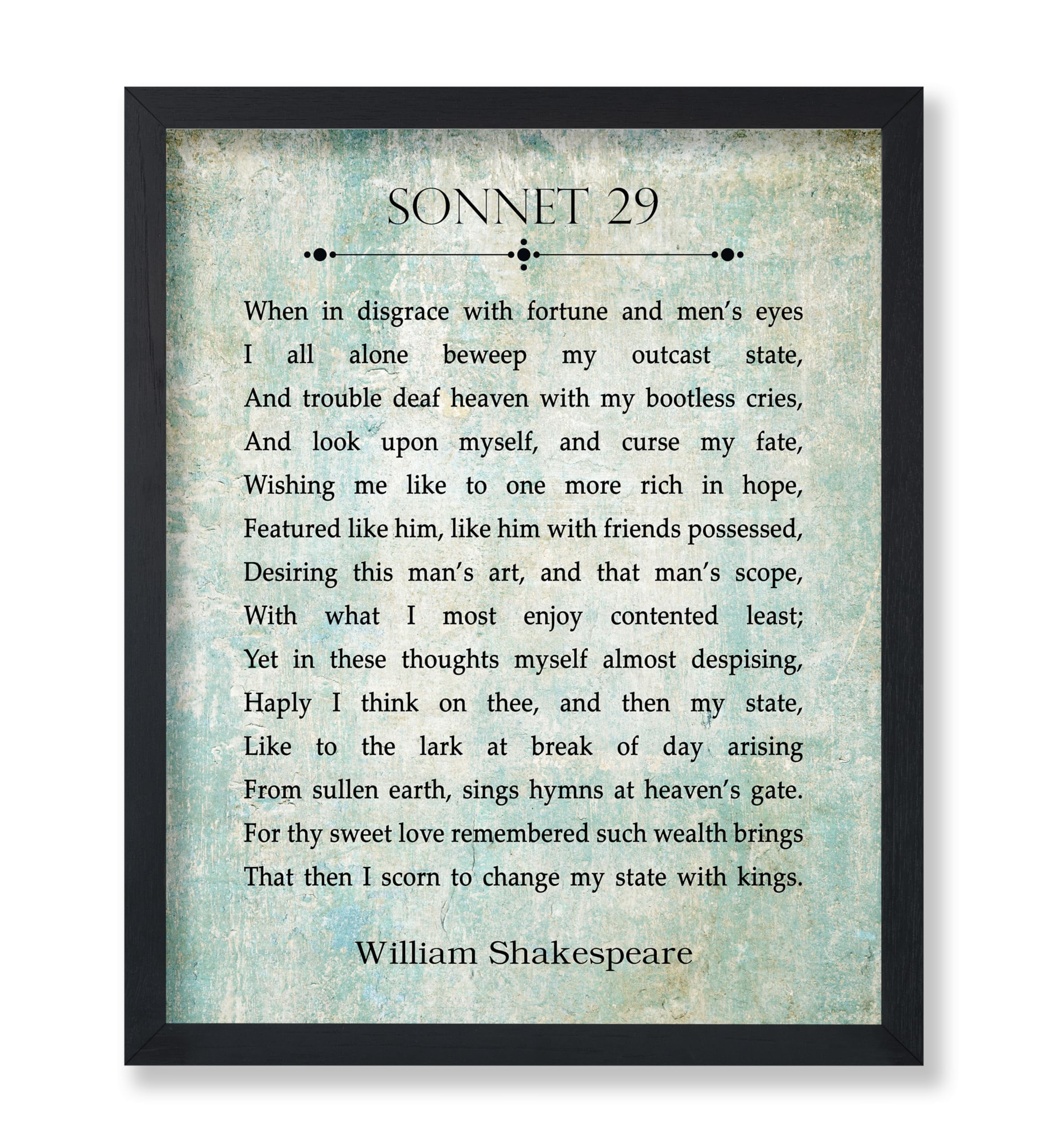 Poster Master William Shakespeare Poster - Sonnet 29 Print ...