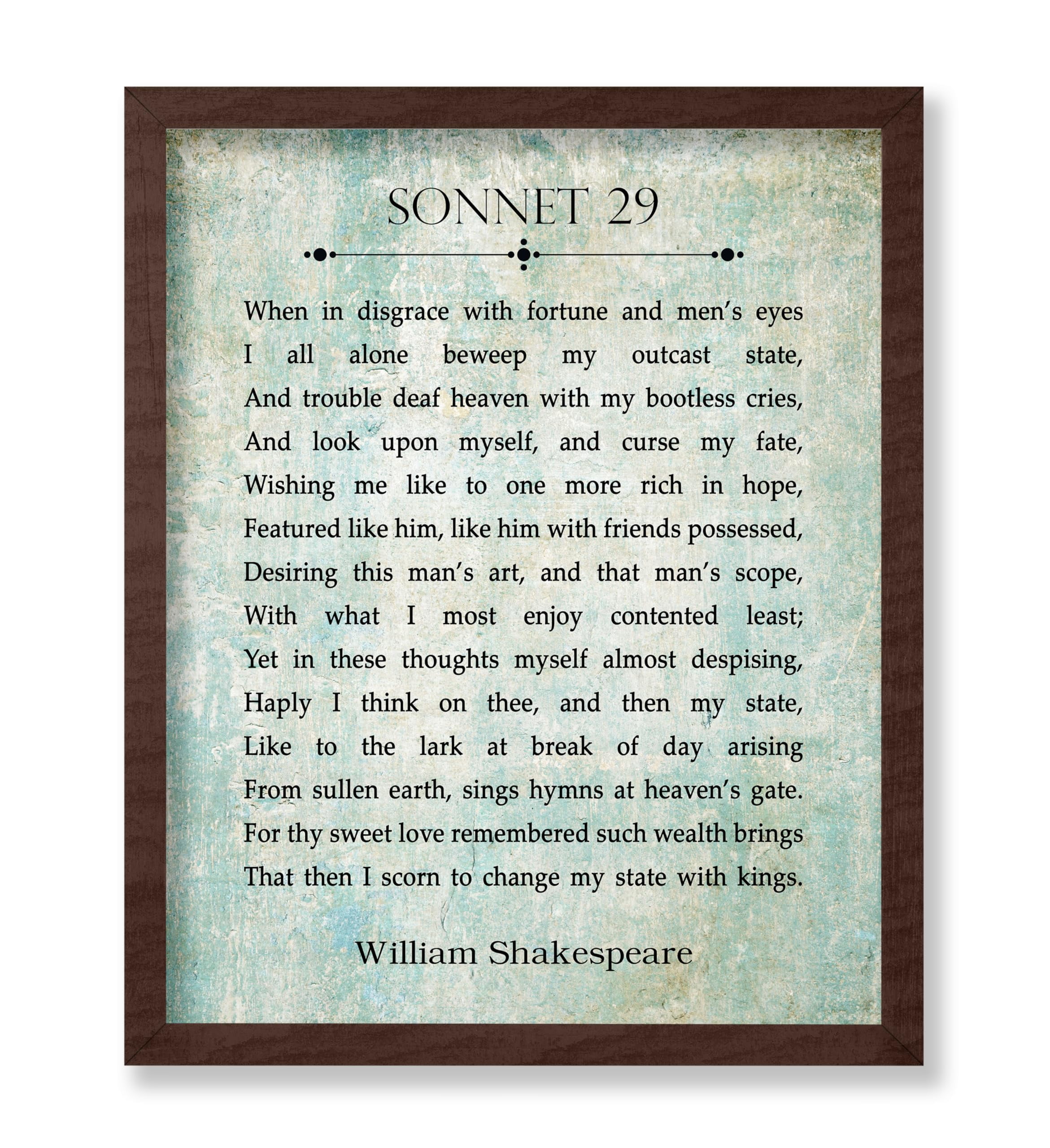 Poster Master William Shakespeare Poster - Sonnet 29 Print ...