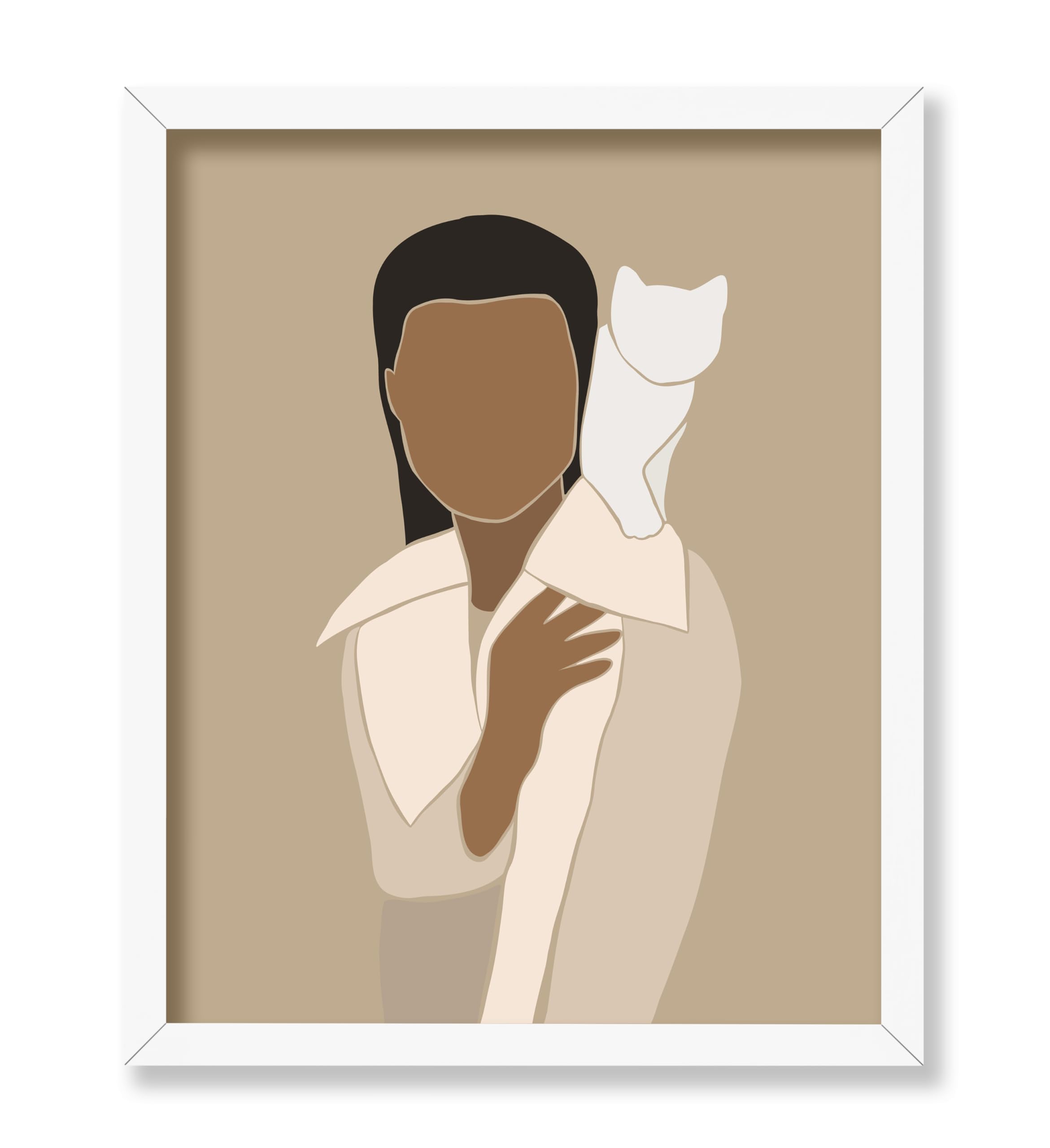 Poster Master Woman And Cat Poster - Retro Cat On Shoulder Print ...