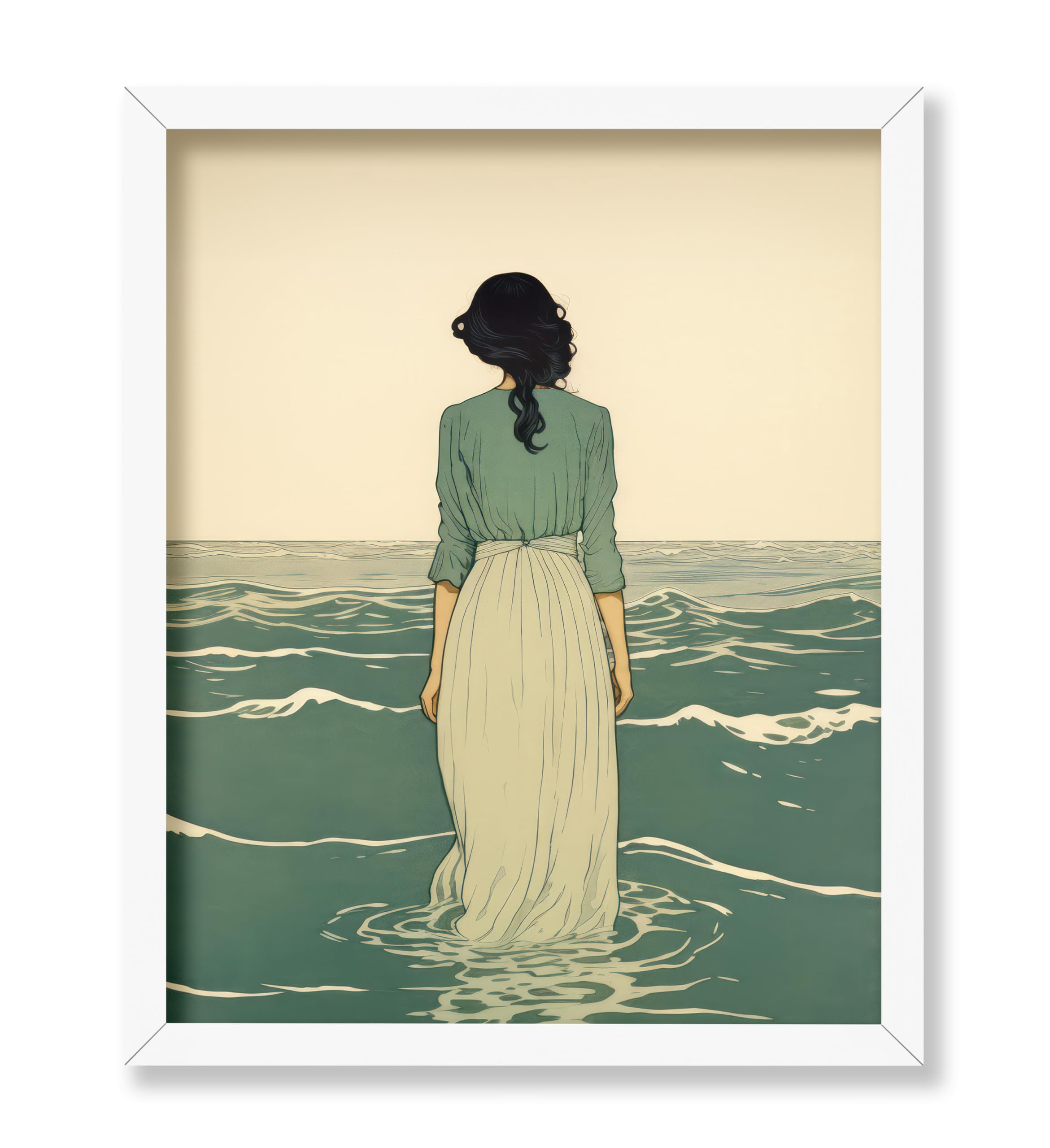 Poster Master Woman At Sea Poster - Retro Lady In Green Print ...