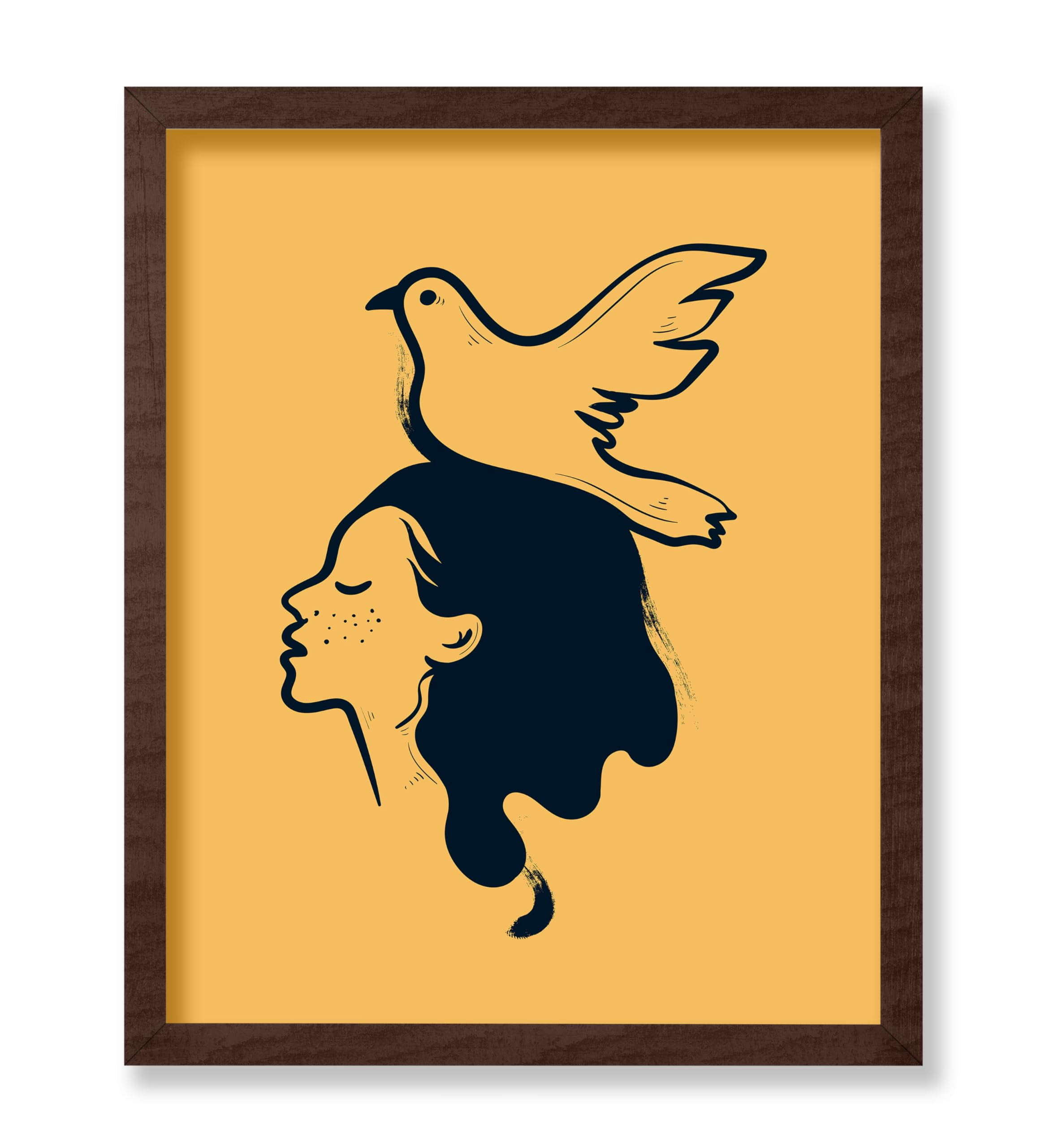 Poster Master Woman and Dove Poster - Retro Dove Print - Bird Art ...