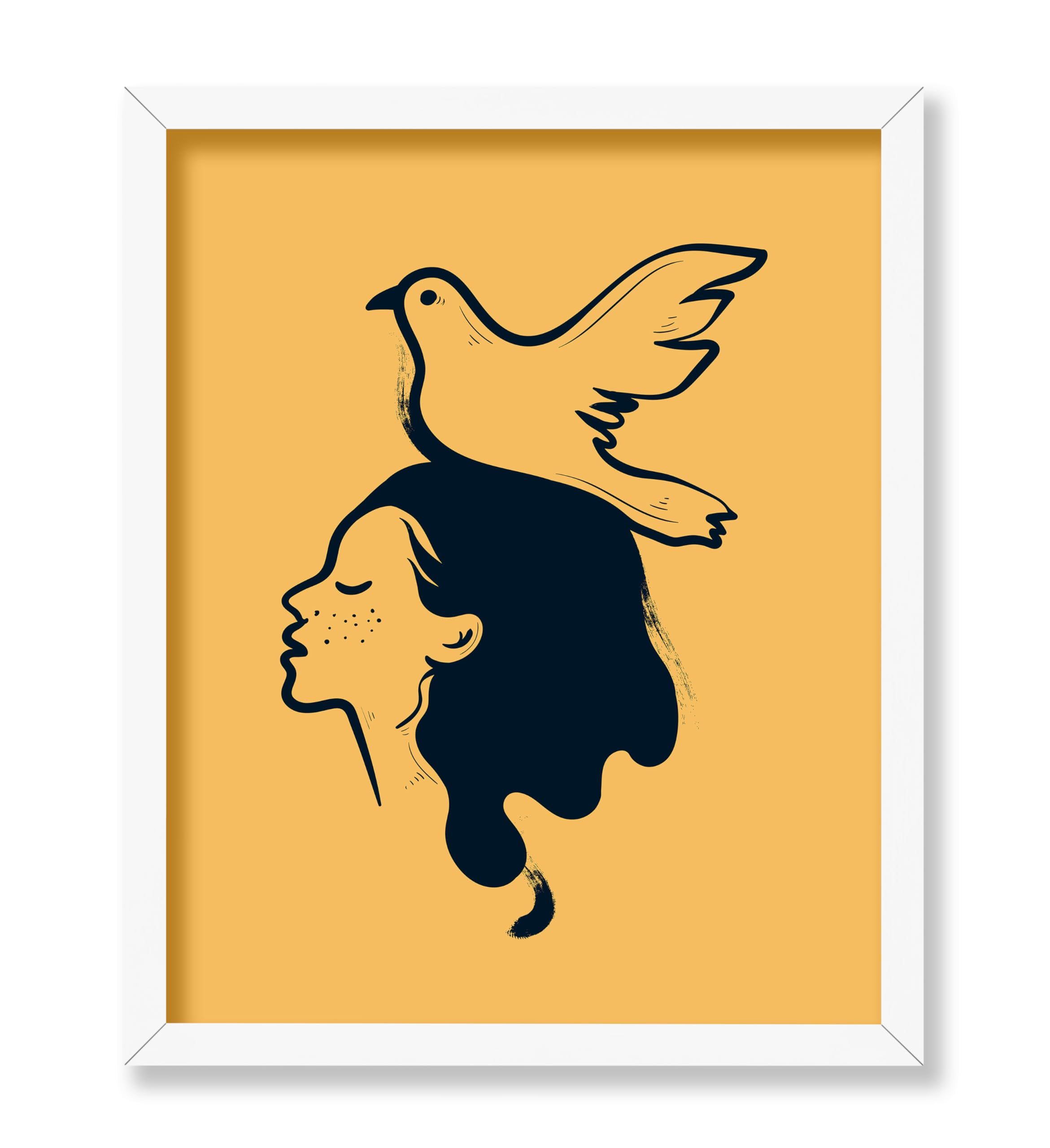 Poster Master Woman and Dove Poster - Retro Dove Print - Bird Art ...
