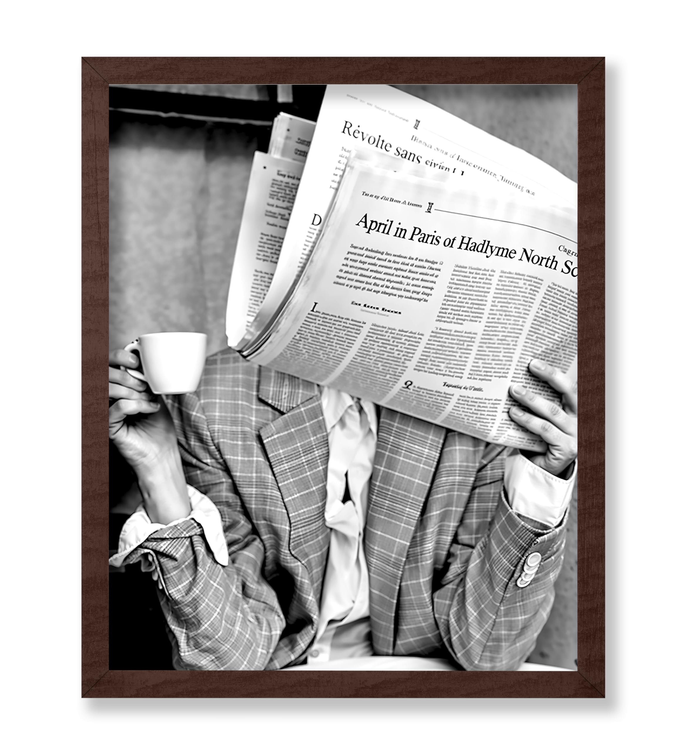 Poster Master Woman Reading Newspaper Poster - Drinking Coffee Print ...
