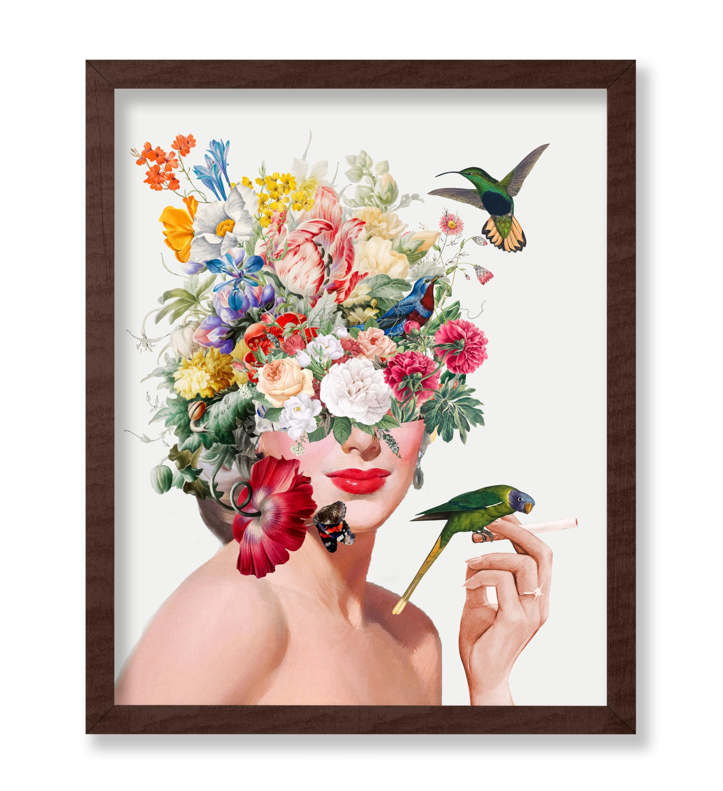 Poster Master Woman Poster - Retro Flower Print - Collage Art - Bird ...