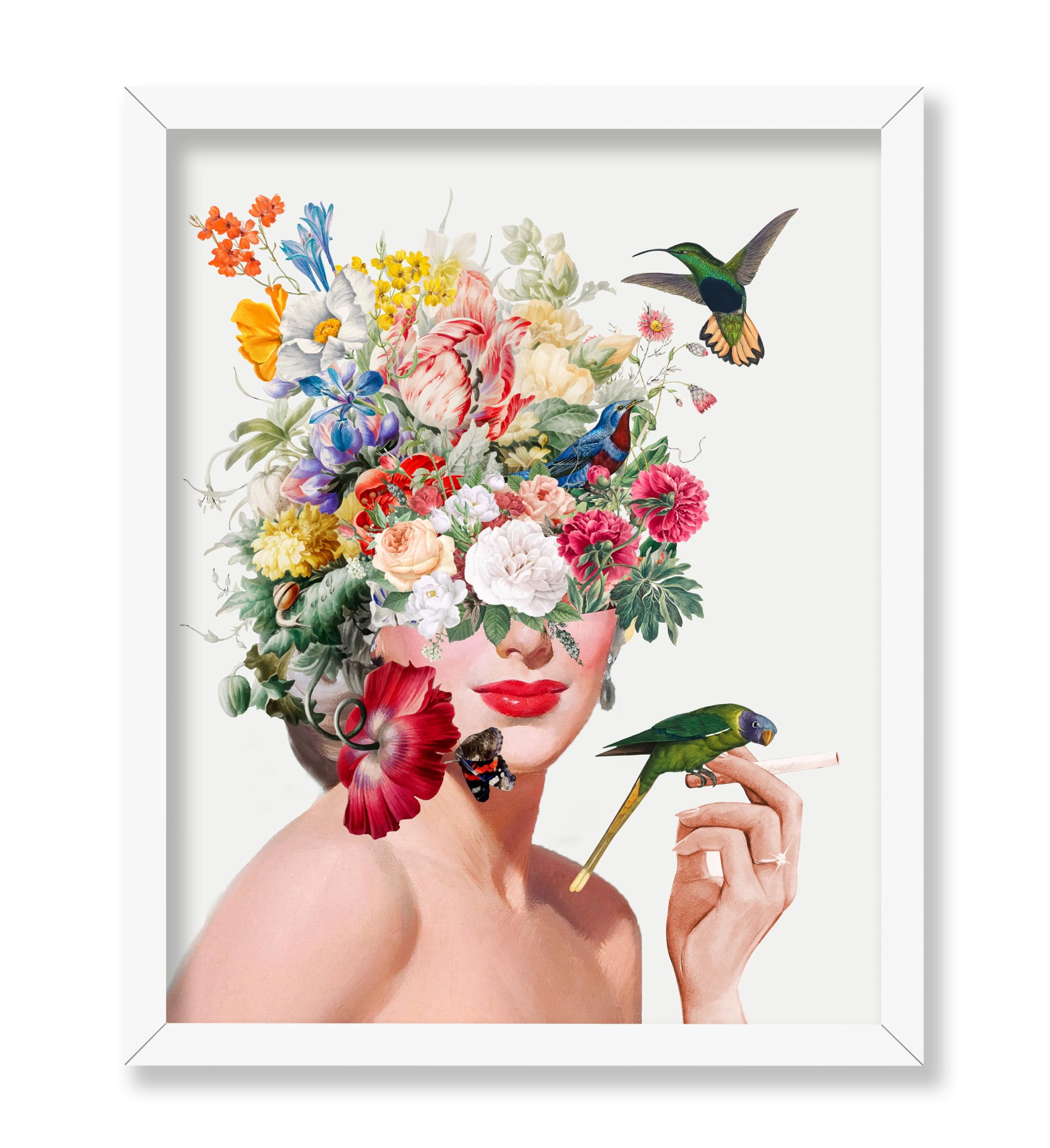 Poster Master Woman Poster - Retro Flower Print - Collage Art - Bird ...