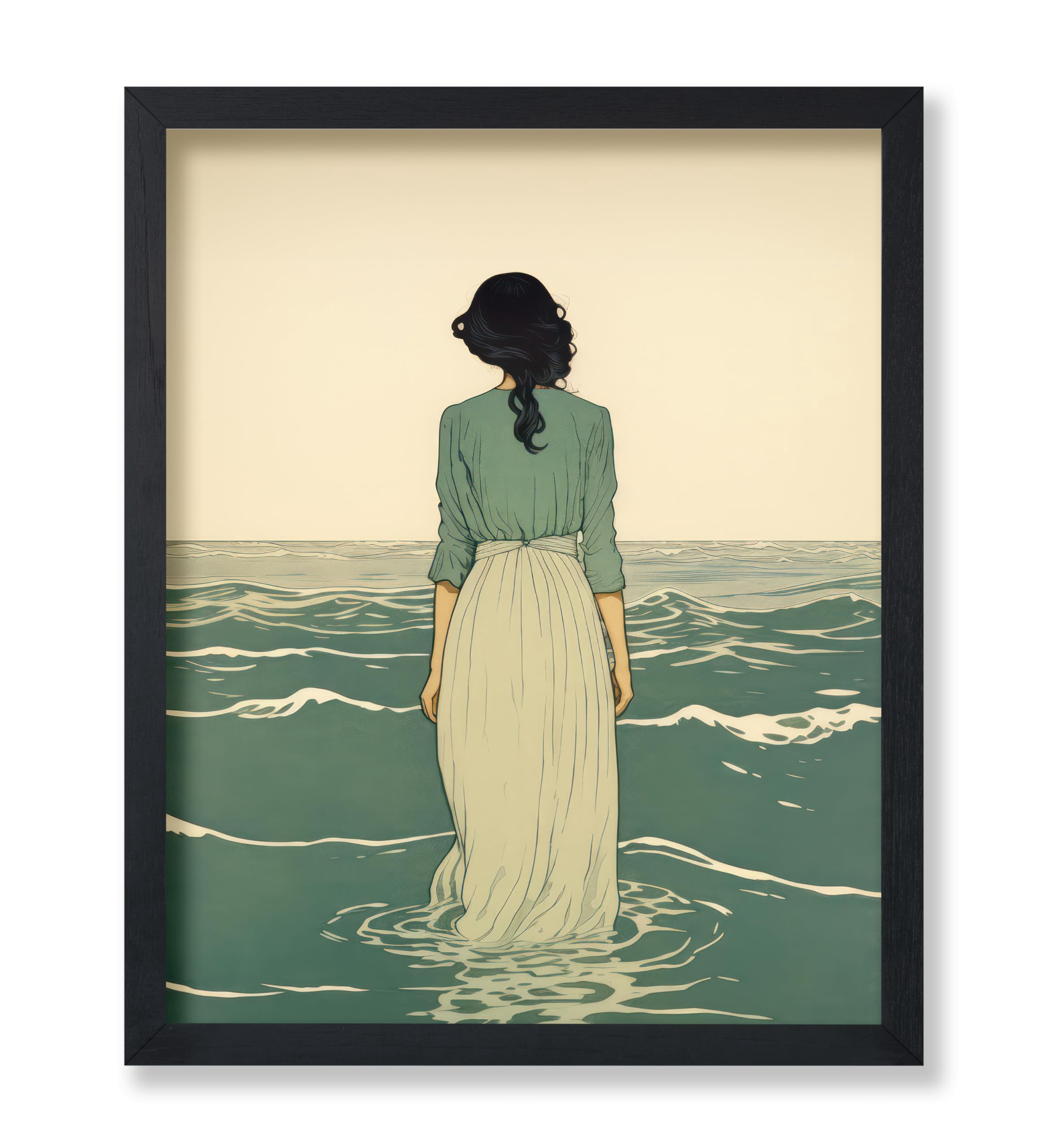 Poster Master Woman At Sea Poster - Retro Lady In Green Print ...