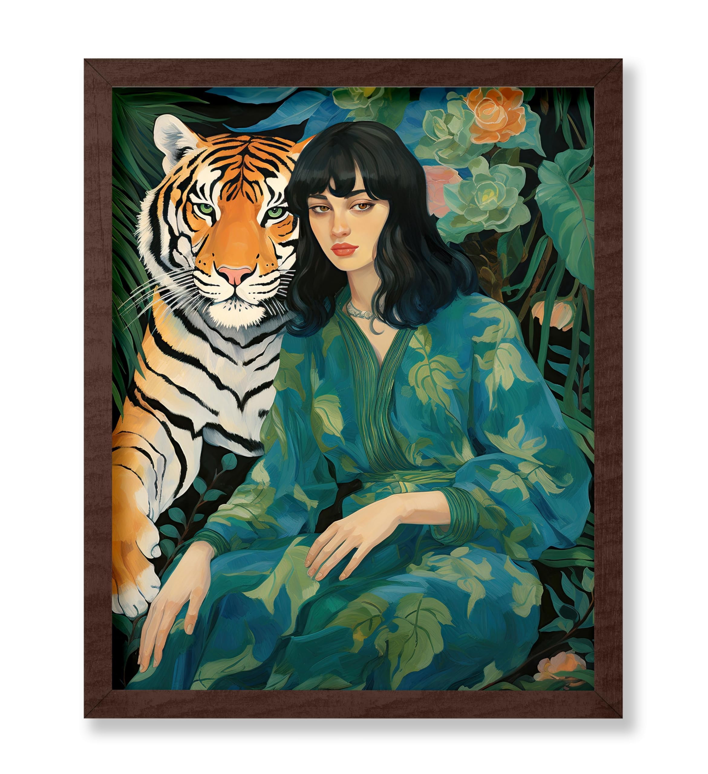 Poster Master Woman with Tiger Poster - Wildlife Print - Jungle Art ...