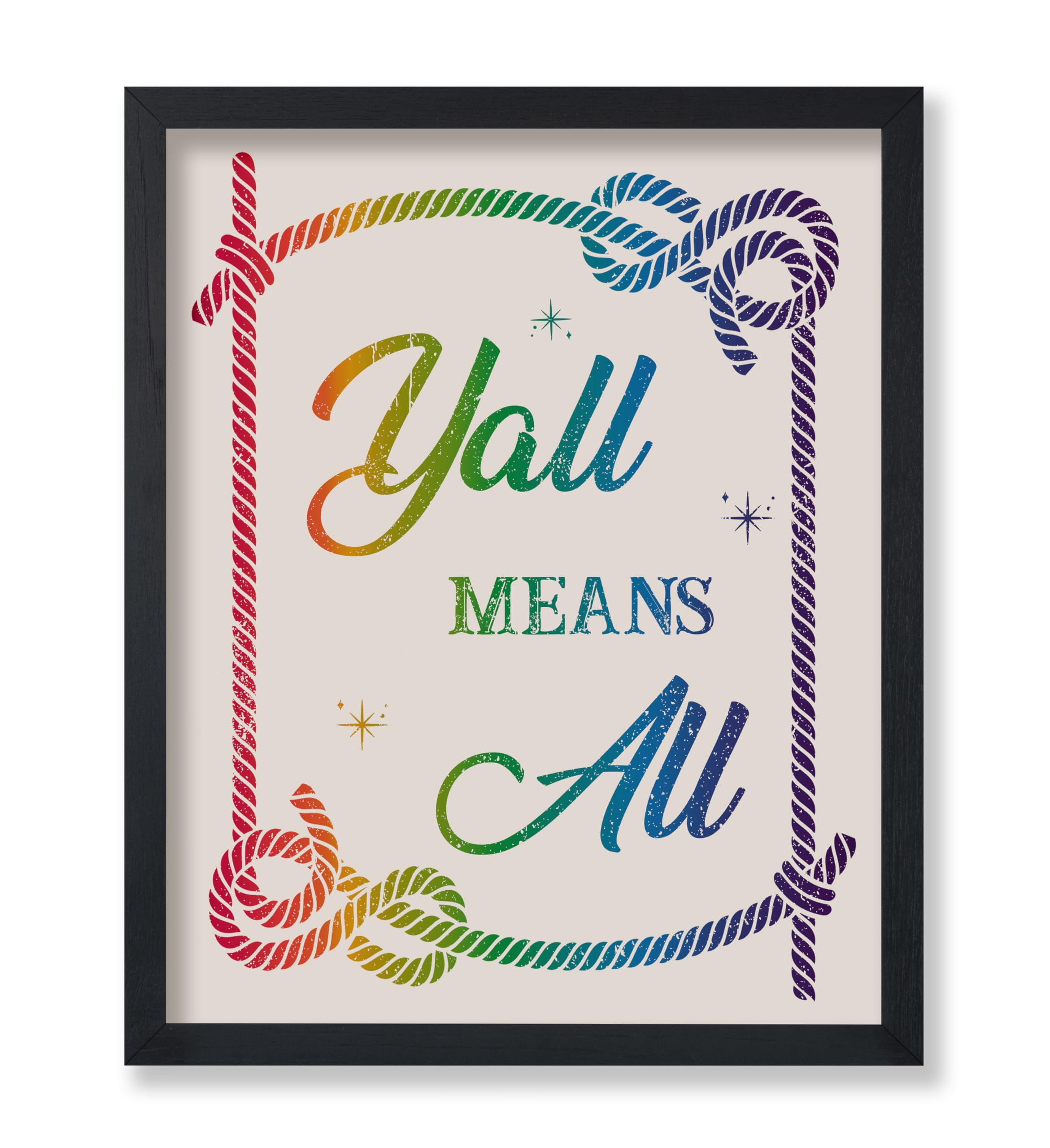 Poster Master Yall Means All Poster - Retro Rainbow Print - Pride Art ...