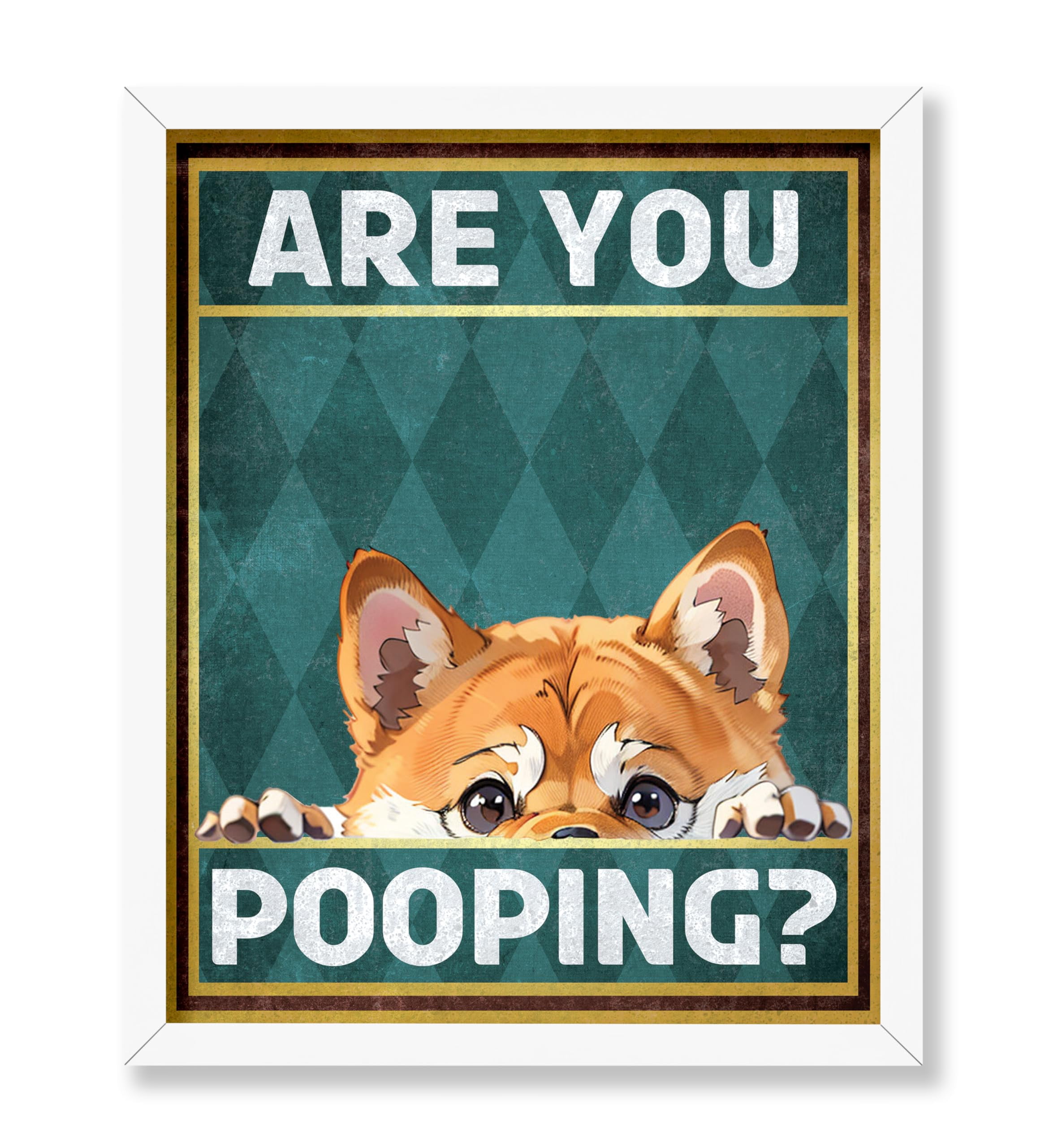 Poster Master Are You Pooping Poster - Peeping Dog Print - Funny Dog ...
