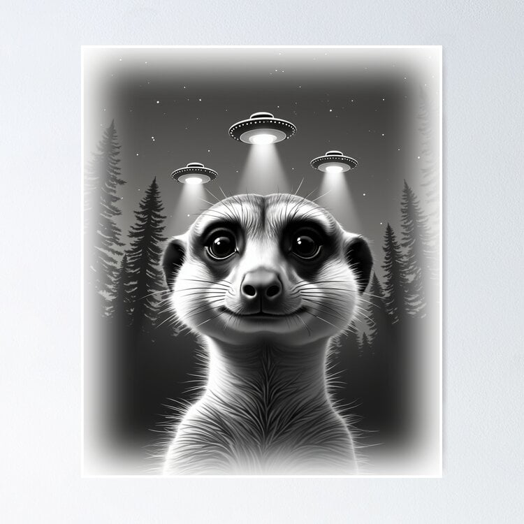 Poster Meerkat Ufo Animal Selfie: A Fun And Hilarious Pattern Featuring ...
