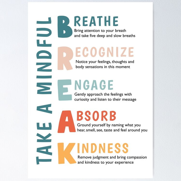 Poster Mindful Break Wellness Check In Mindfulness Grounding Mental ...