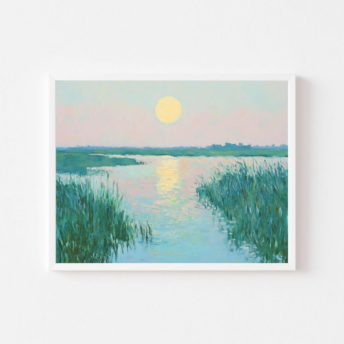 Poster Moonlit Marsh Landscape Painting | Carolina Coastal Watercolor ...