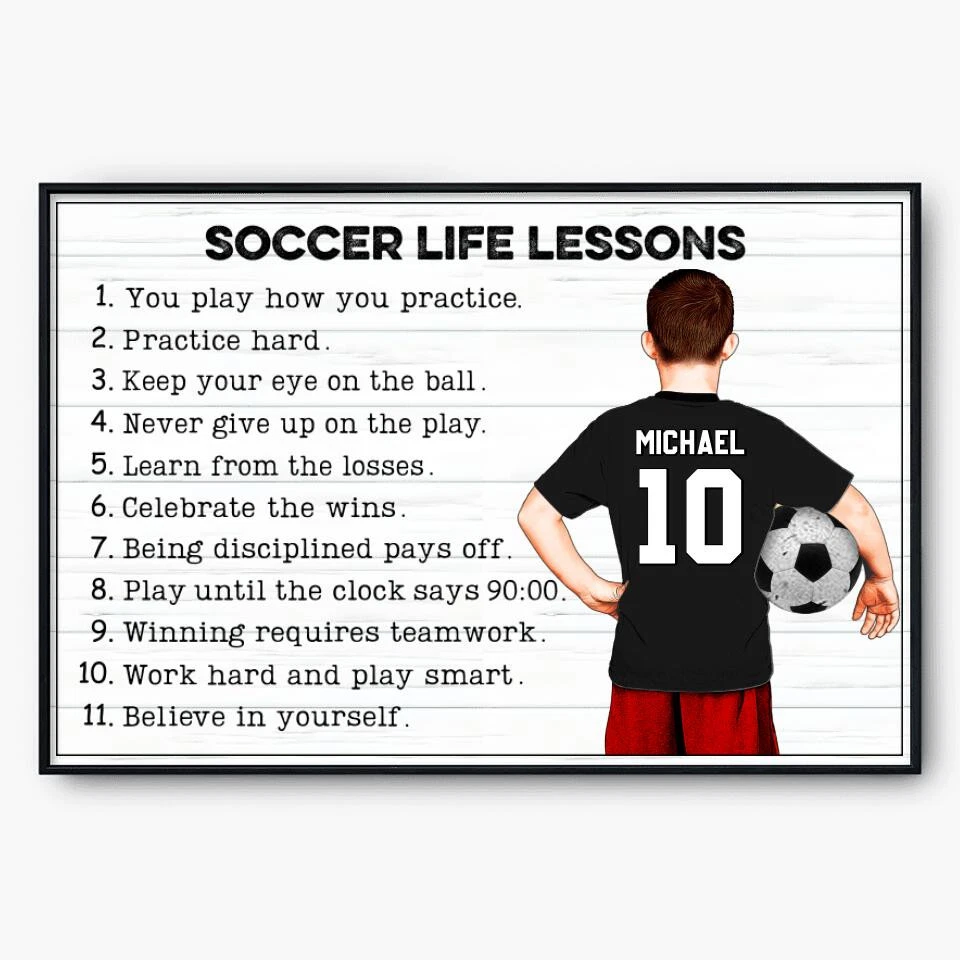 Poster Motivational Soccer Life Lessonswith Name- UNFRAMED Poster ...