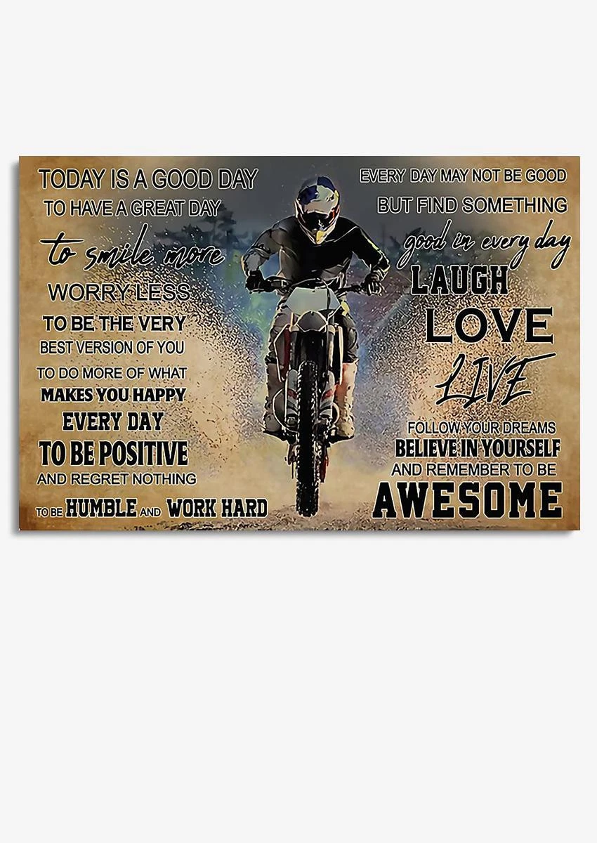 Poster Motorcycle Today Is A Gooday For Garage Motobike Retro Print ...