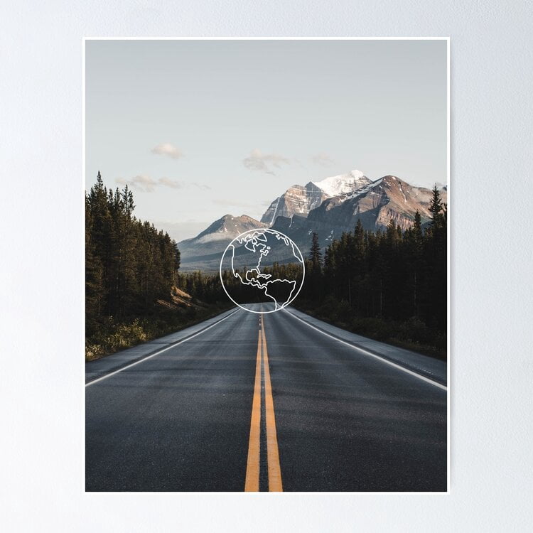 Poster Mountain Roads With Earth Outline Poster Poster - No Framed ...