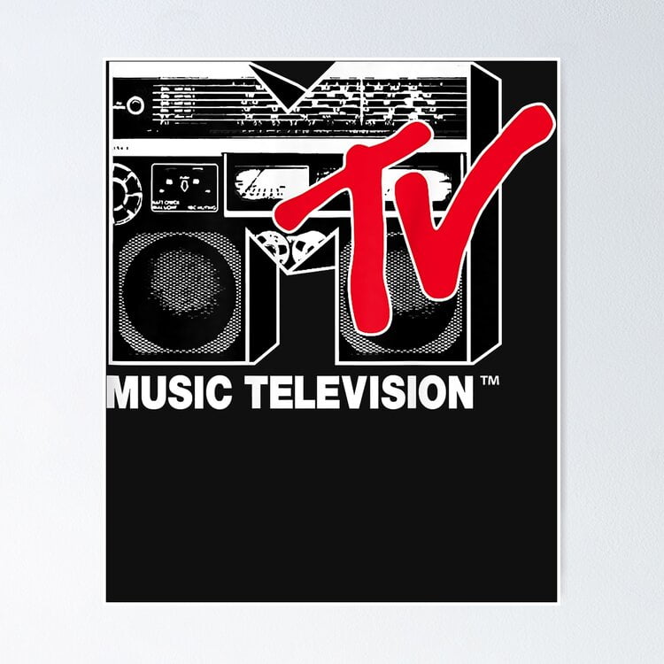 Poster Mtv Logo Red Boombox - No Framed, Vintage Wall Art, Trendy Retro ...