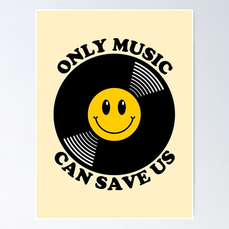 Poster Only Music Can Save Us - Retro Vinyl Record Version - No Framed ...