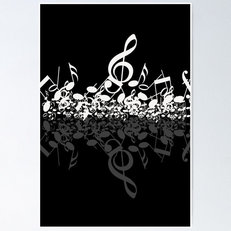 Poster Musical Notes - No Framed, Vintage Wall Art, Trendy Retro Print ...