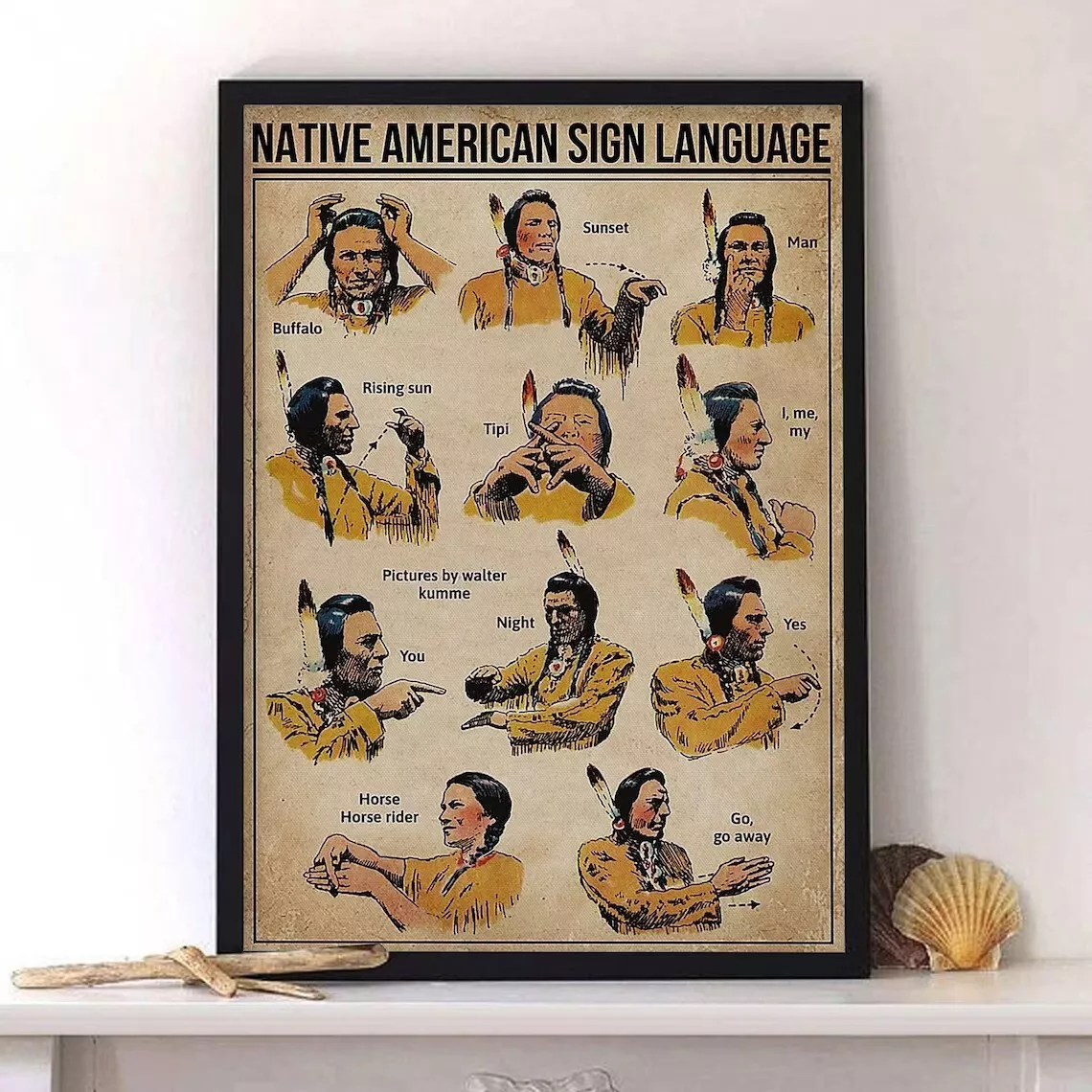 Poster Native American Sign Languageindian Sign Language - UNFRAMED ...