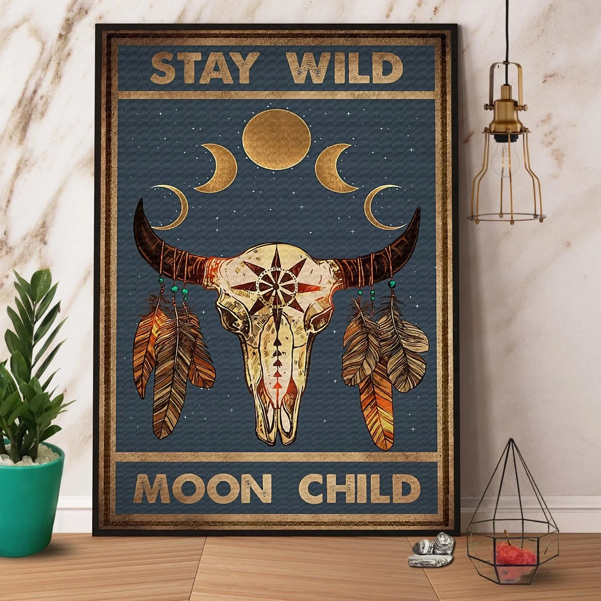Poster Native Cow & Moon Stay Wild Moon Child - UNFRAMED Poster Prints ...