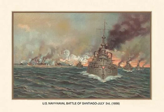 Poster Naval Battle Of Santiagojuly 3Rd1898 Werner Print- UNFRAMED ...