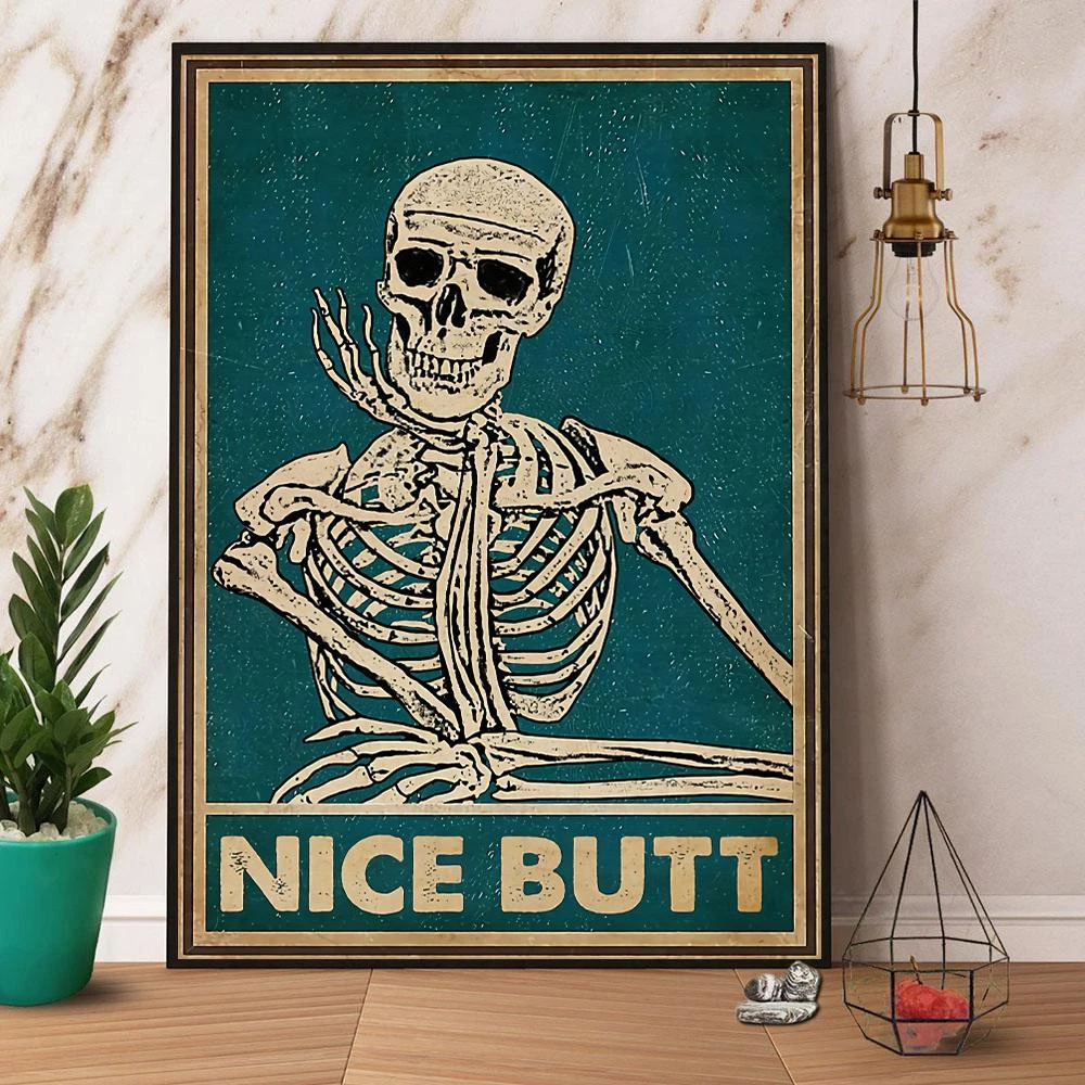 Poster Nice Skeleton Retro Green - UNFRAMED Poster Prints, Wall Art For ...