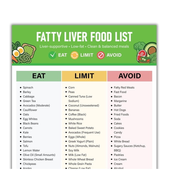 Poster Of Fatty Liver Food List, Poster Of NAFLD And NASH Low-fat And ...