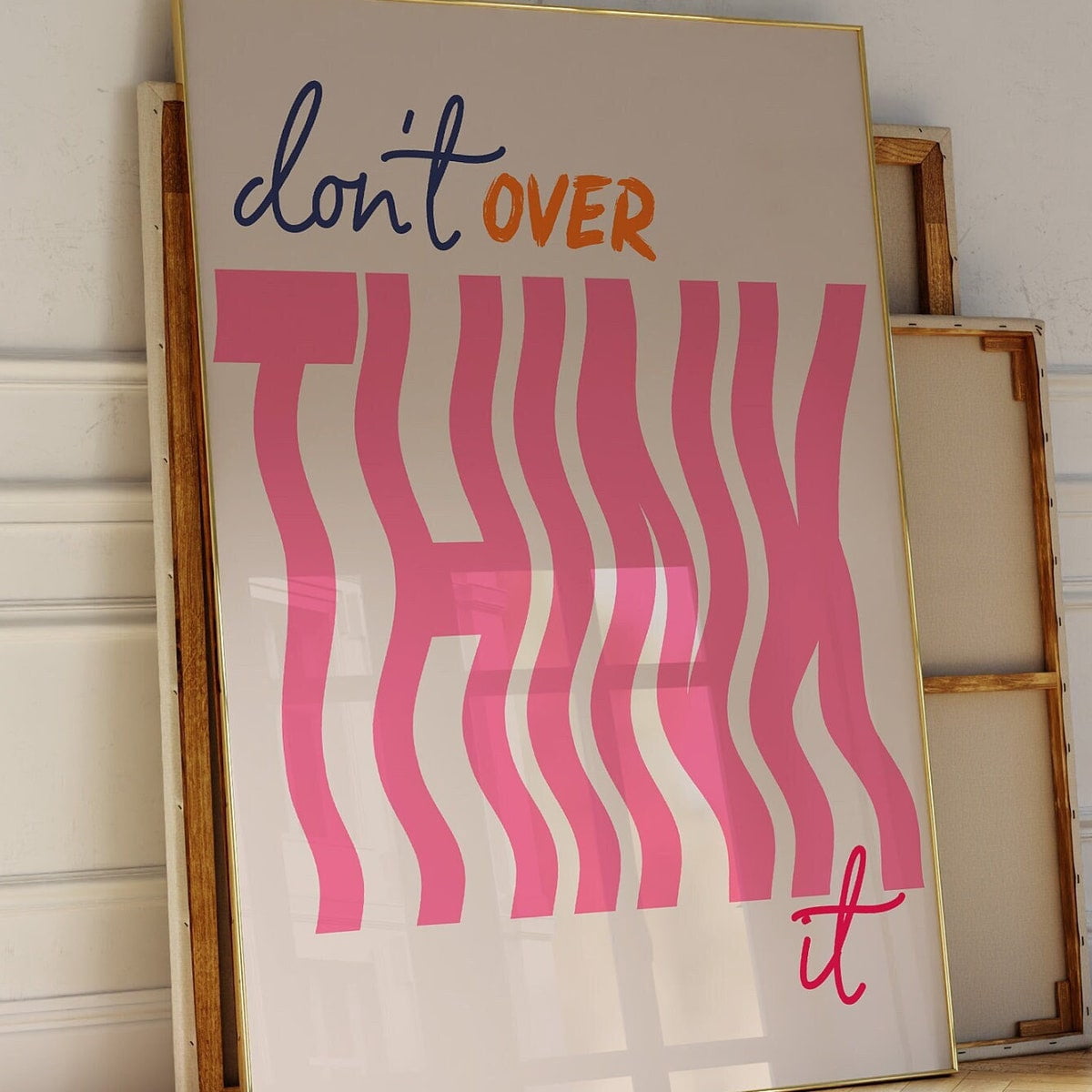 Poster Don'T Overthink It Poster Trendy Retro Wavy Digital Prints Pink ...