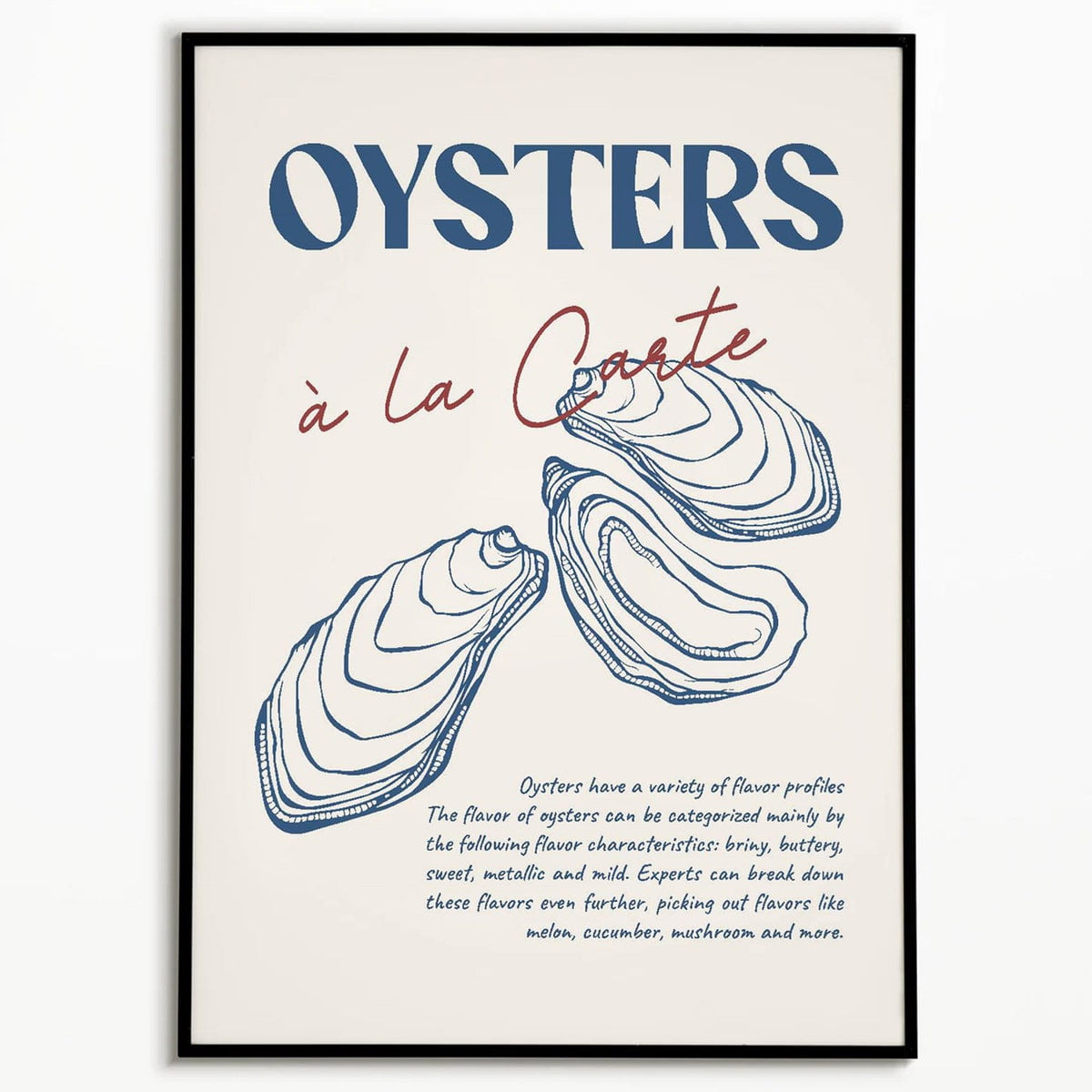 Poster Oyster Ã La Carte Art Print, Modern Wall Decor, Contemporary Art, Minimalist Design ...