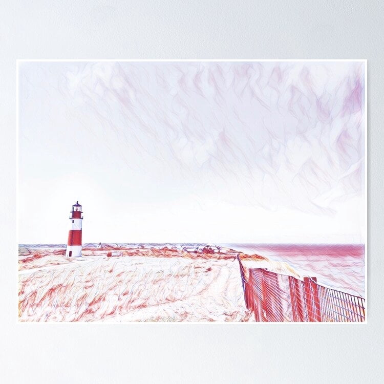 Poster Painted Lighthouse In Sconset On Nantucket Poster - No Framed ...