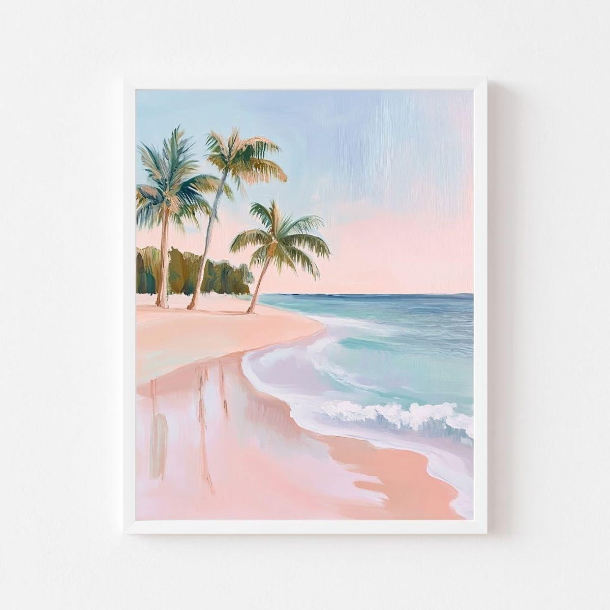 Poster Palm Tree Ocean Landscape Painting | Tropical Coastal Wall Art ...