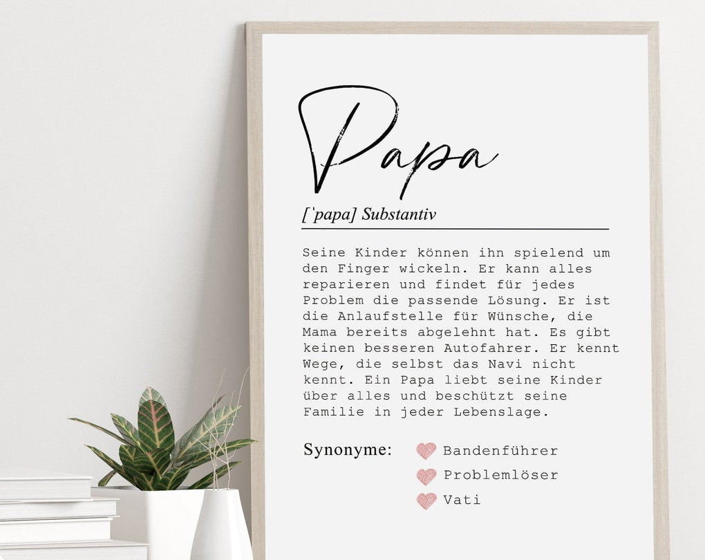 Poster Papa Definition Personalizable With Name As A Gift For Father'S ...