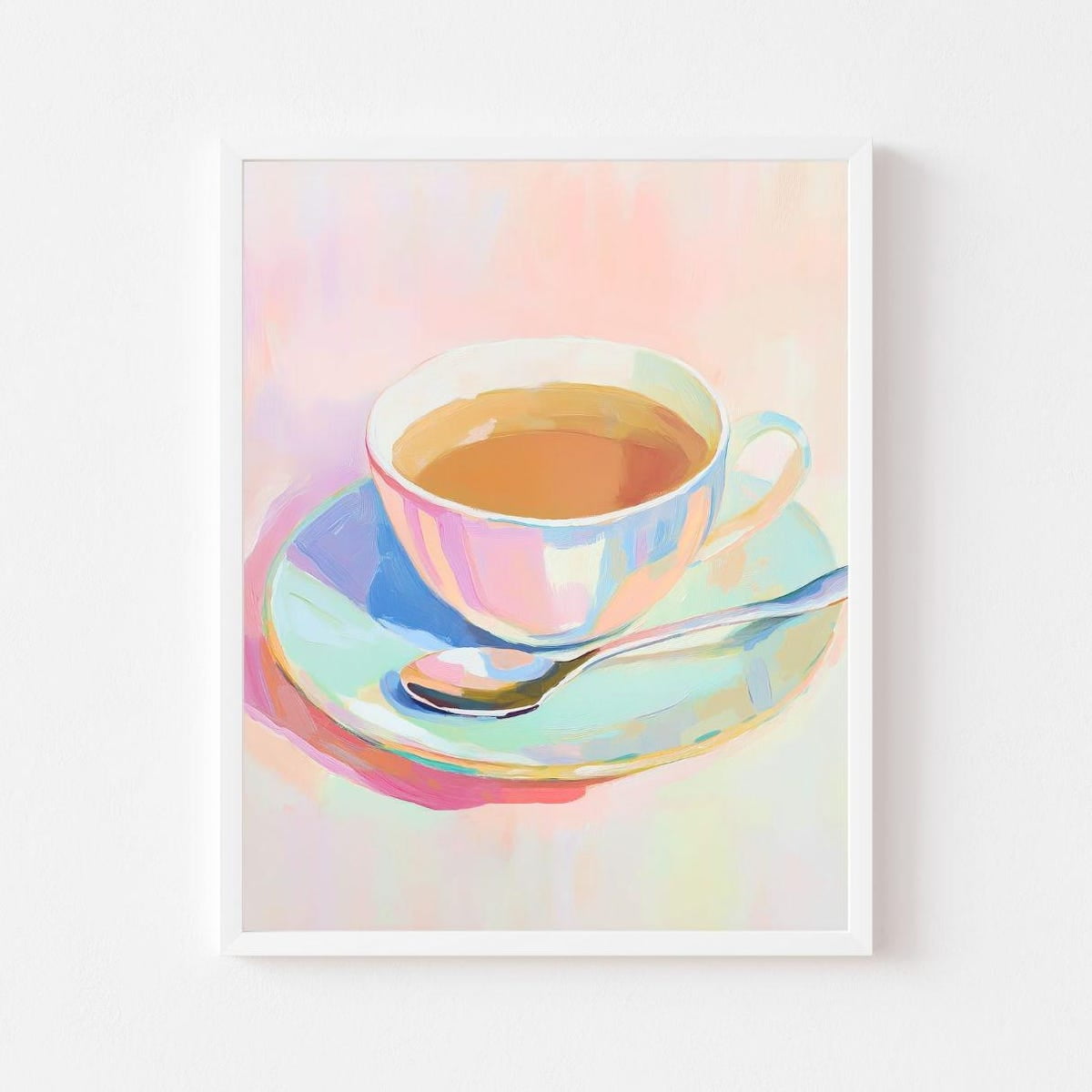 Poster Pastel Coffee Cup Painting | Colorful Teacup Wall Art Print ...