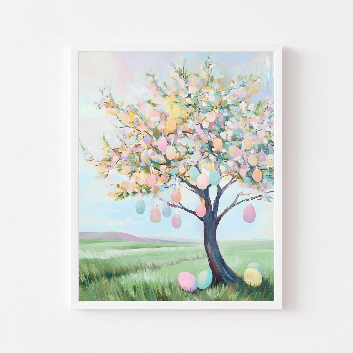Poster Pastel Easter Egg Tree Painting | Spring Landscape Wall Art ...