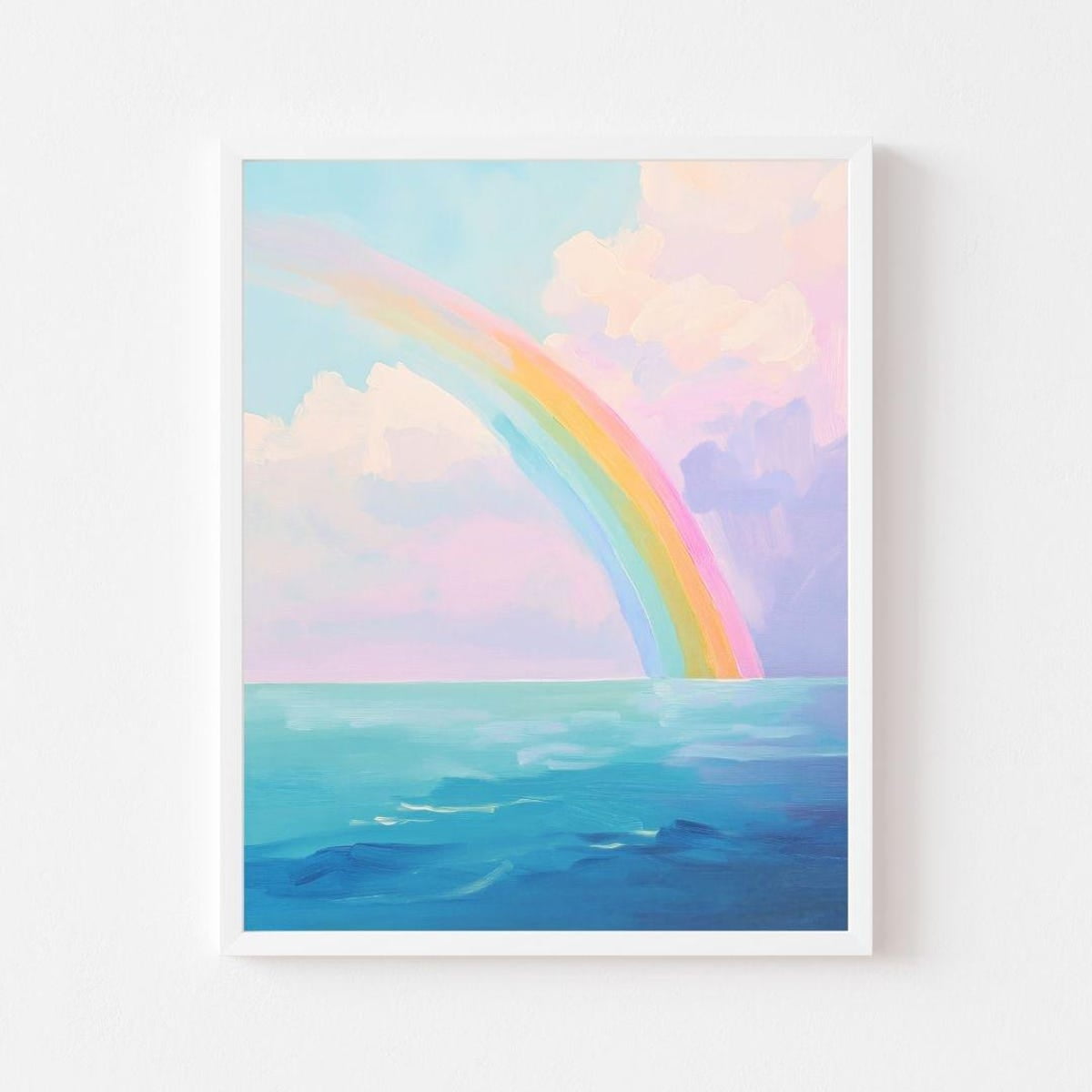 Poster Pastel Ocean Rainbow Painting | Colorful Coastal Printable ...