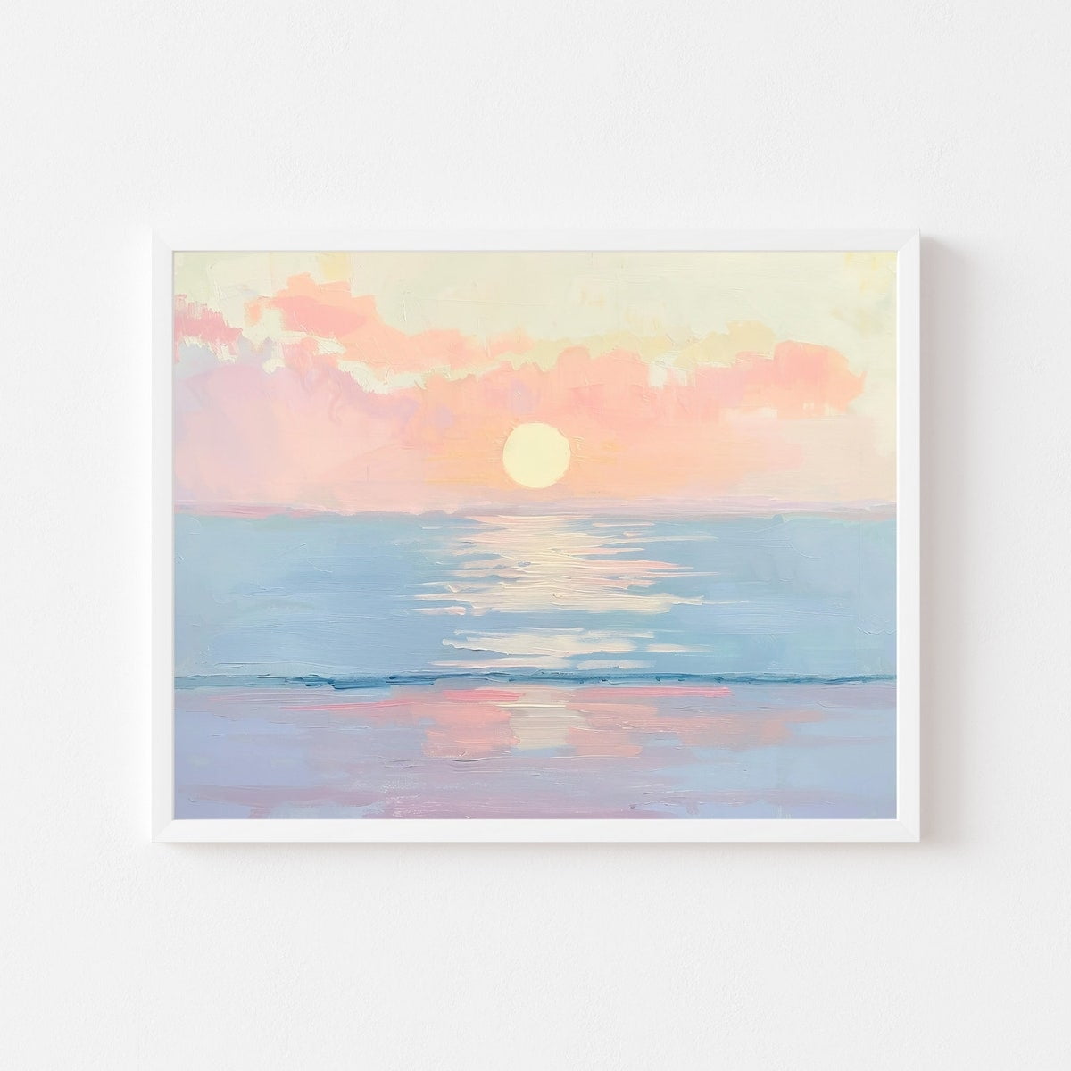Poster Pastel Ocean Seascape | Pink Coastal Sunset Painting | Colorful ...
