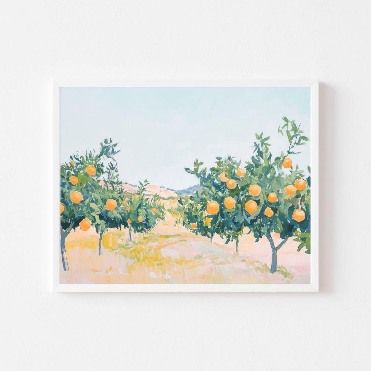 Poster Pastel Orange Grove Painting | Florida Landscape Wall Art Print ...