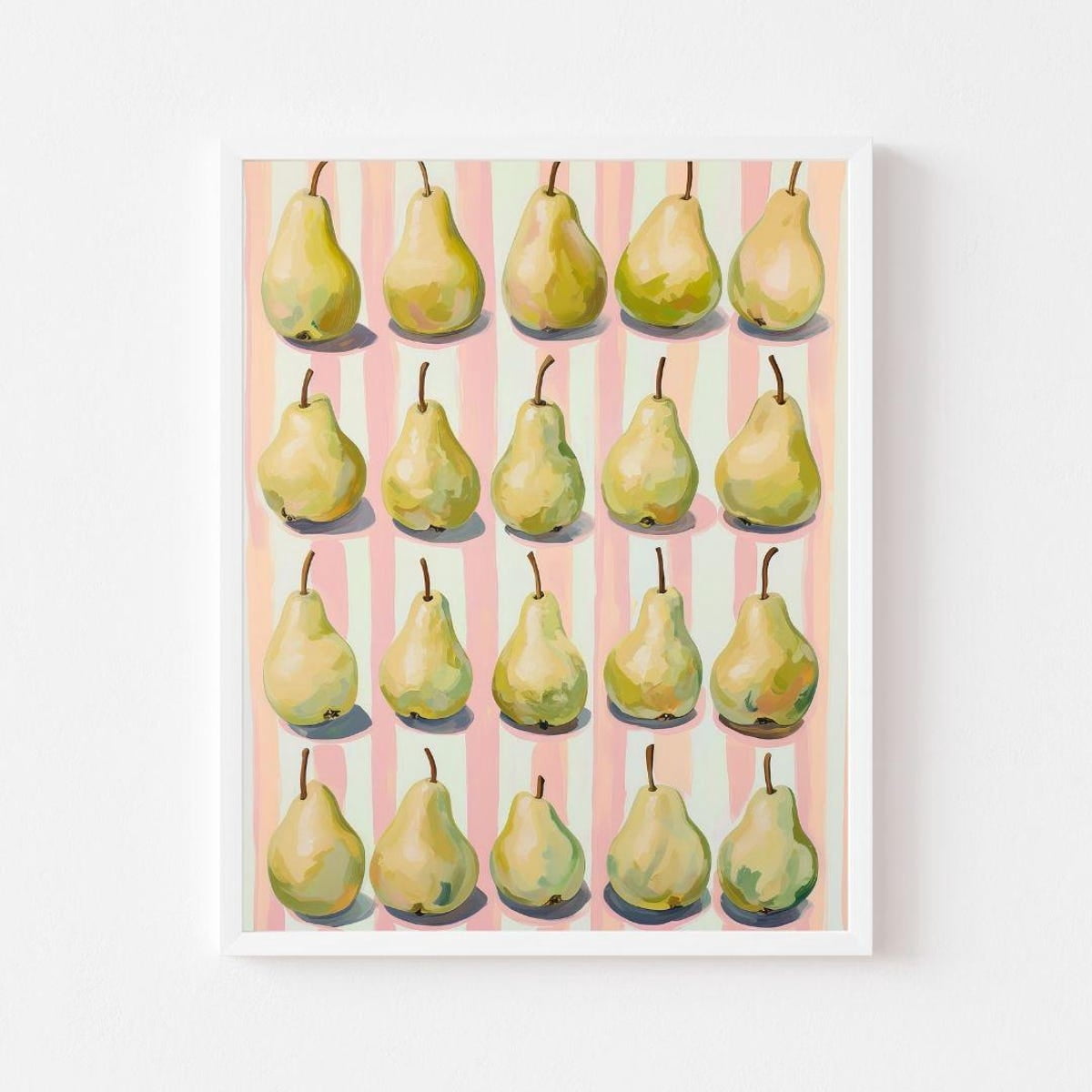 Poster Pastel Pear Pattern Painting | Kitchen Food Art Print | Autumn ...